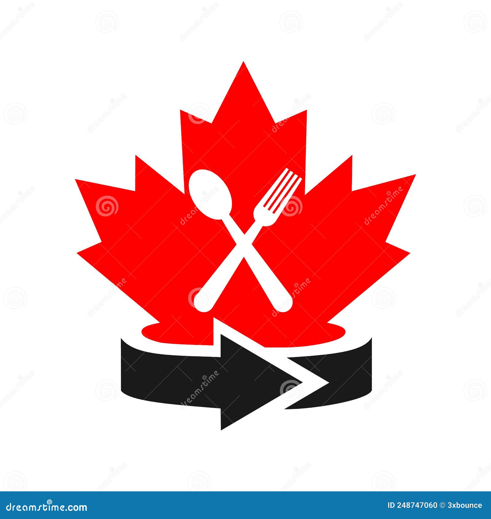 Canadian Restaurant With Maple Leaves And Forks Vector Logo Design ...