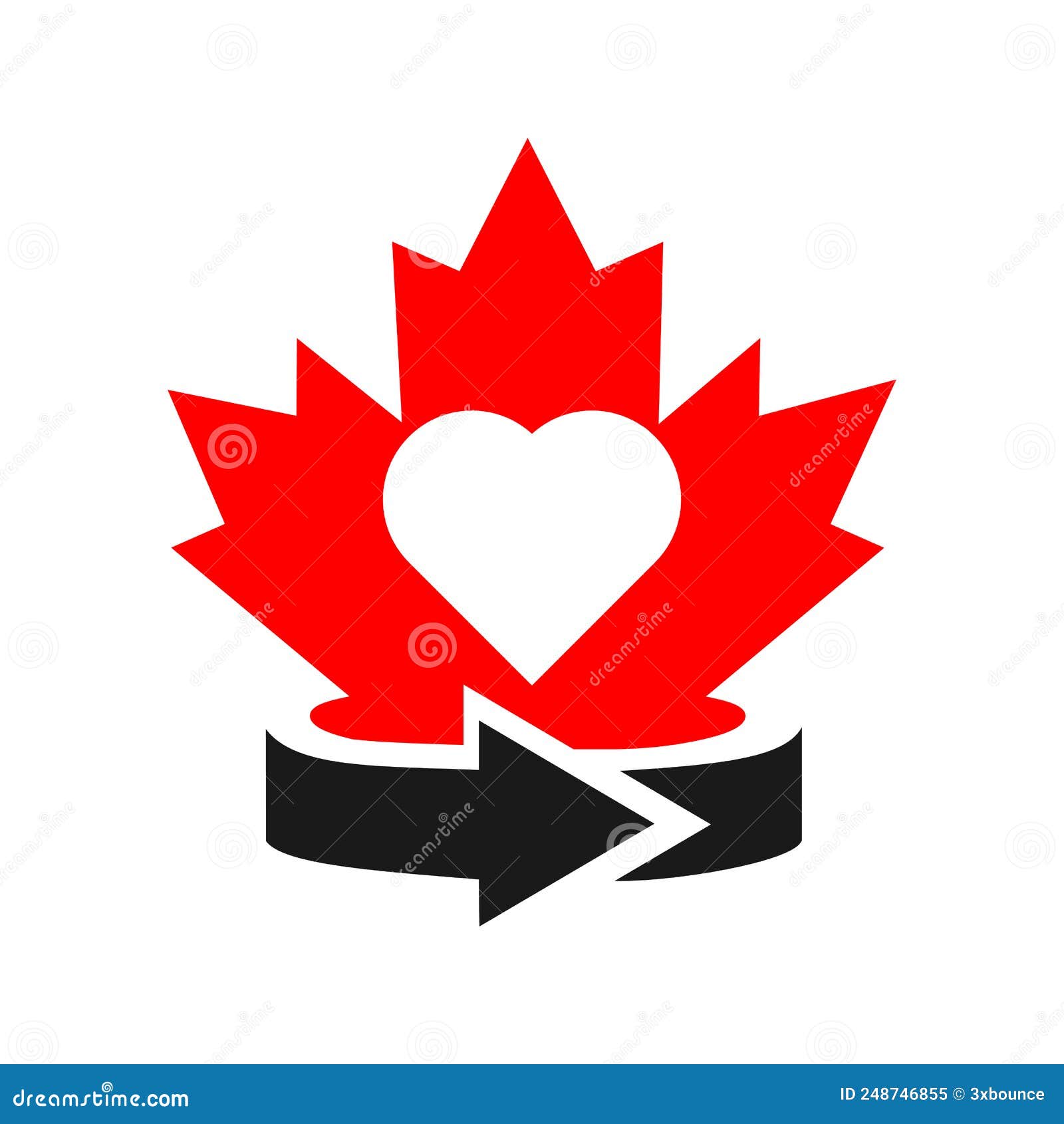 Maple Heart Logo Design. Canadian Red Maple Leaf with Love Shape ...
