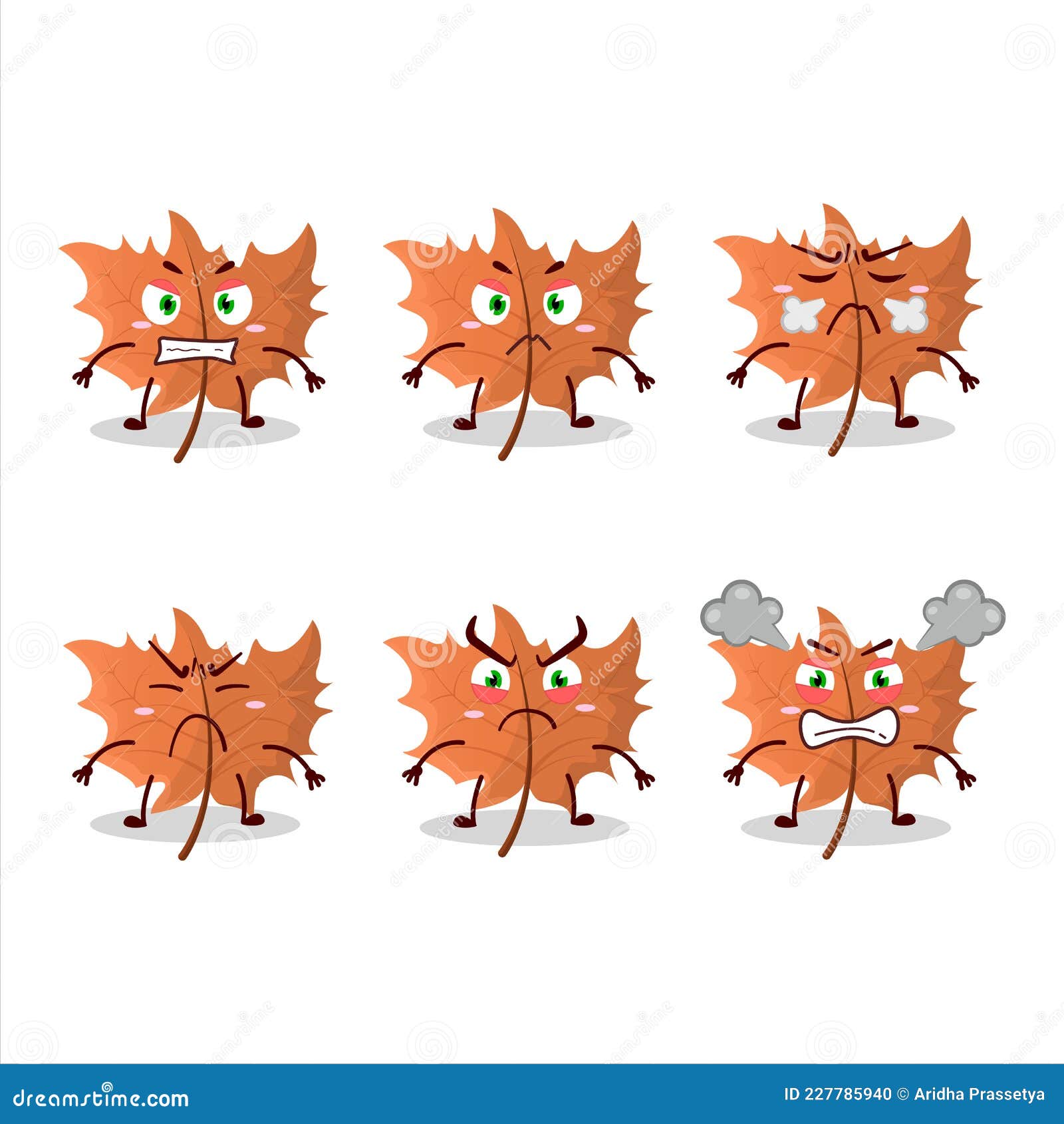 Maple Leaf Cartoon Character with Various Angry Expressions Stock ...