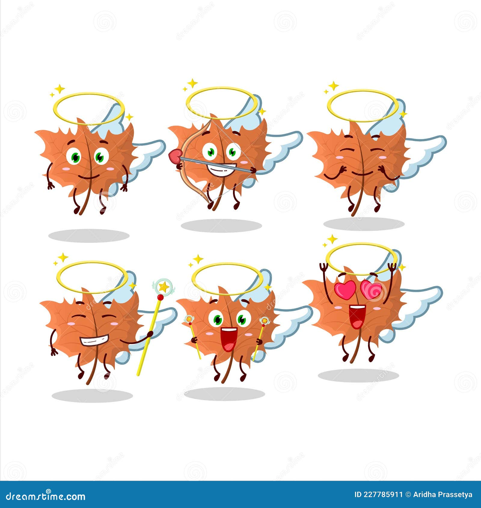Maple Leaf Cartoon Designs As a Cute Angel Character Stock Illustration ...