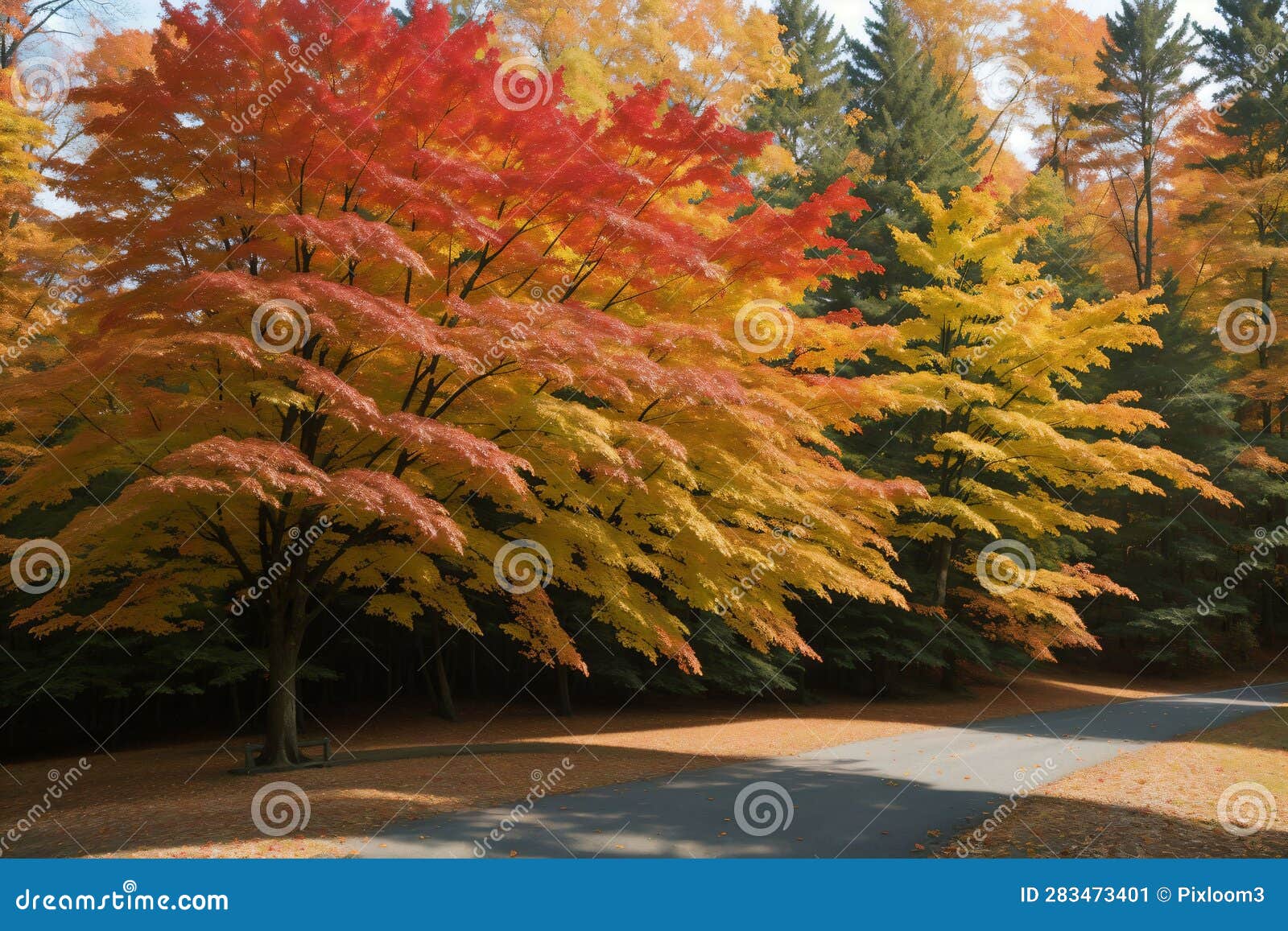 A Maple Leaf Changing Colors in Early Autumn Stock Illustration ...