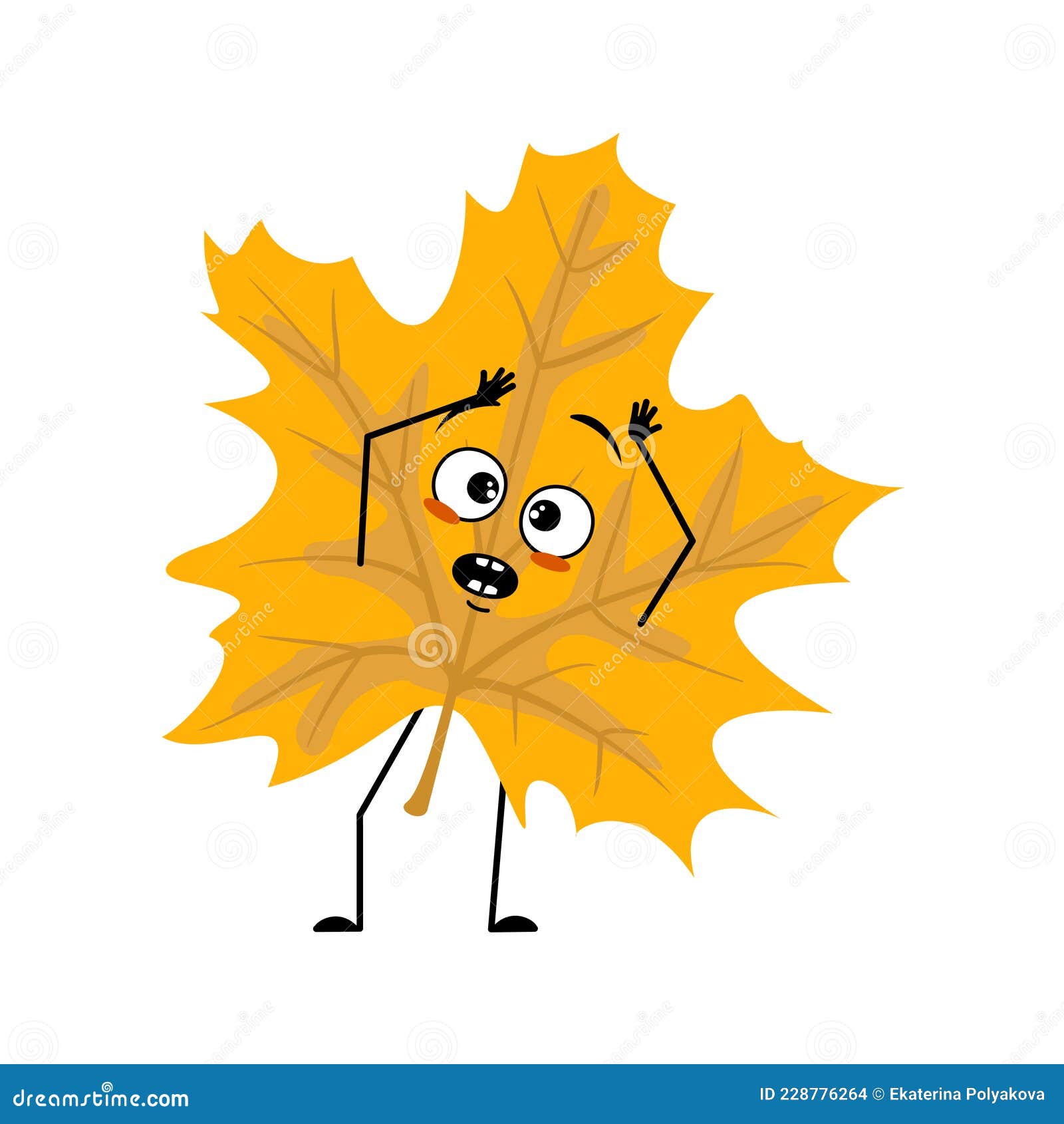 Maple Leaf Character with Emotions in a Panic Grabs His Head Stock ...