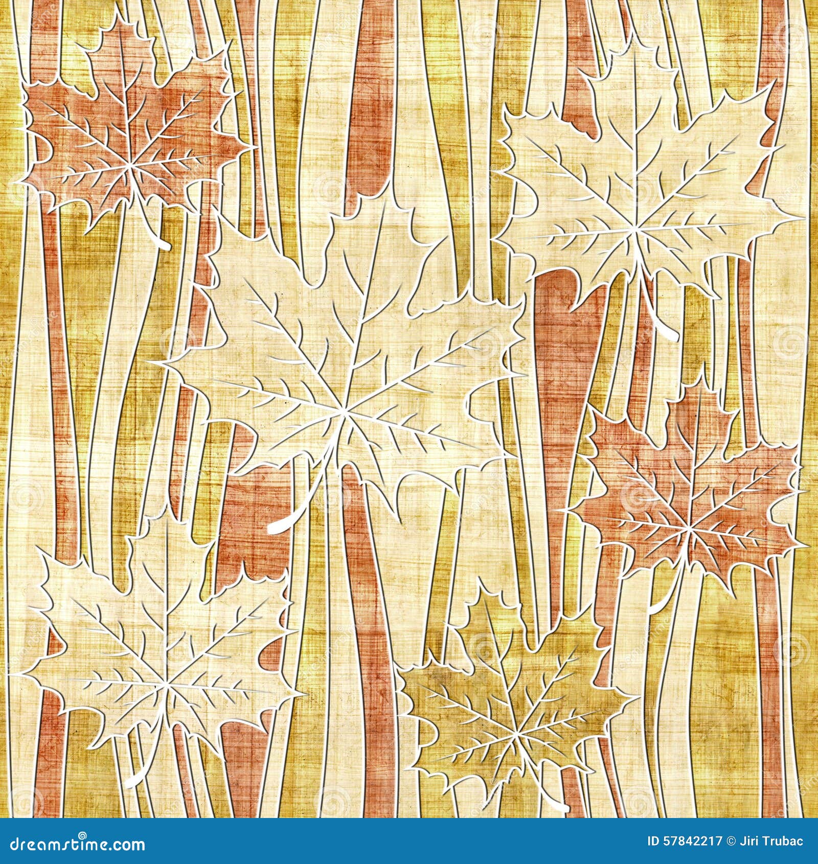 Maple Leaf Decorative Pattern - Waves Decoration - Papyrus Surface ...