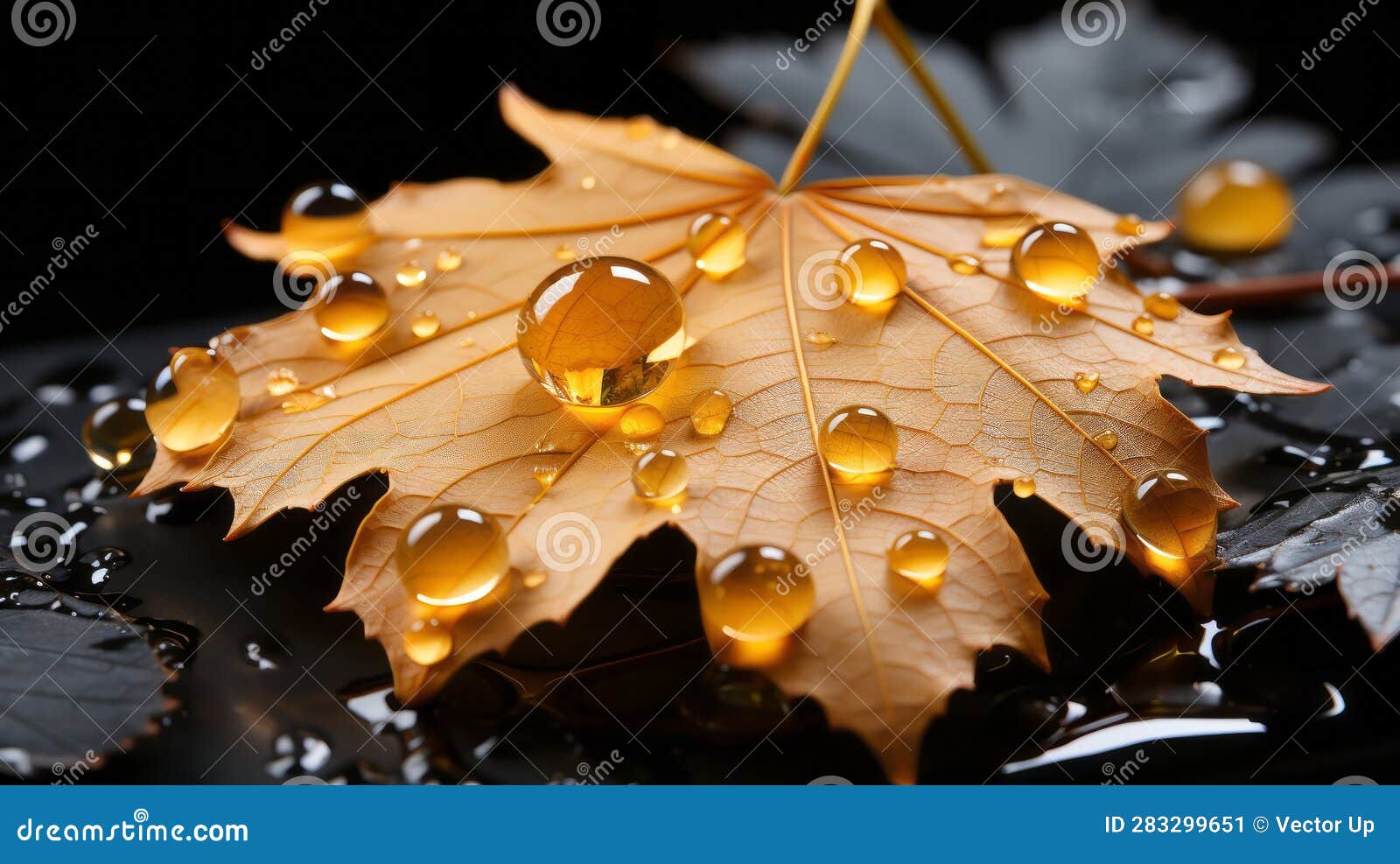 A Maple Leaf with a Drop of Honey Close-up. Generative AI. Stock ...