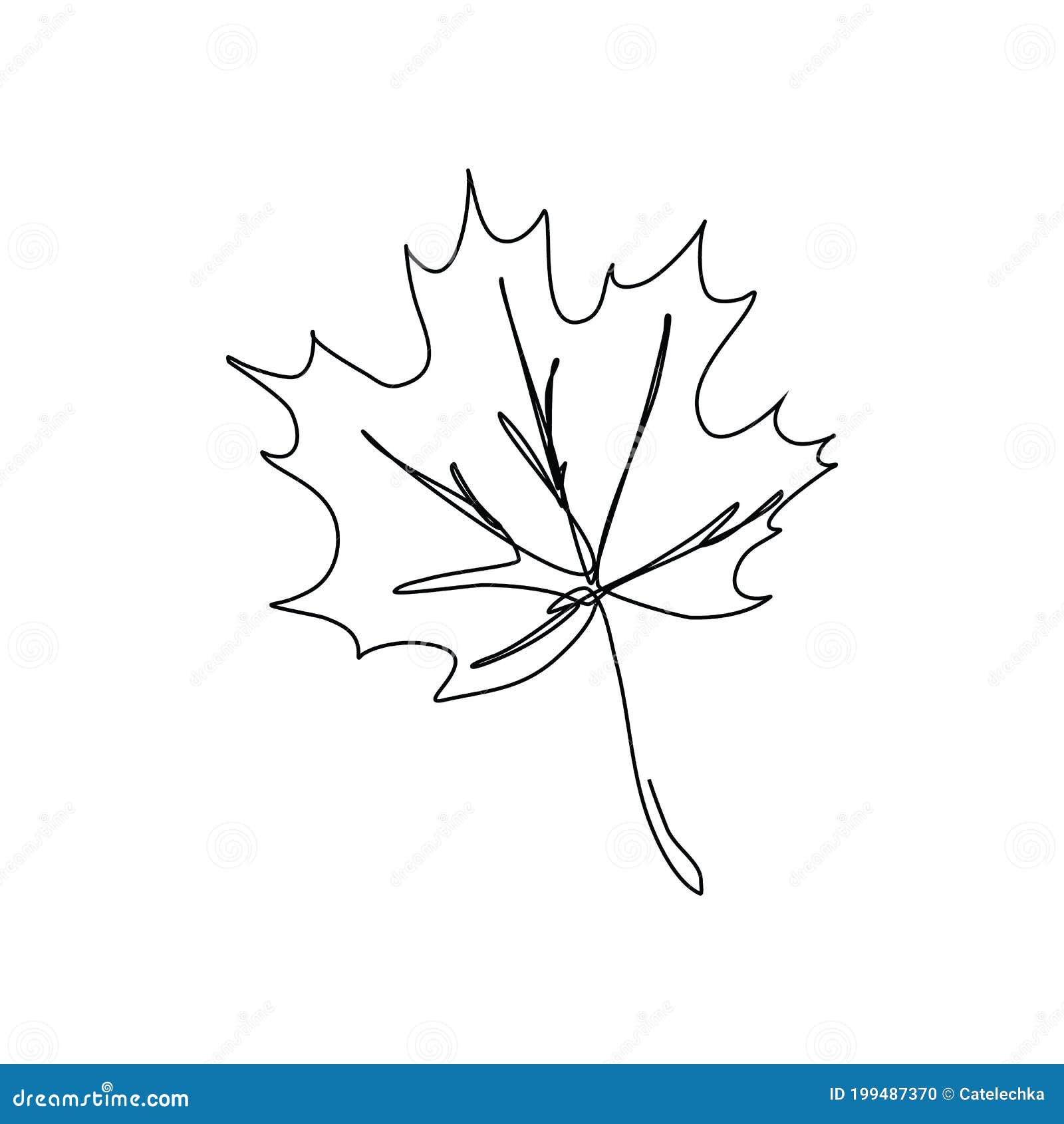 Maple Leaf in an Elegant Continuous Line Art Style Isolated on White ...