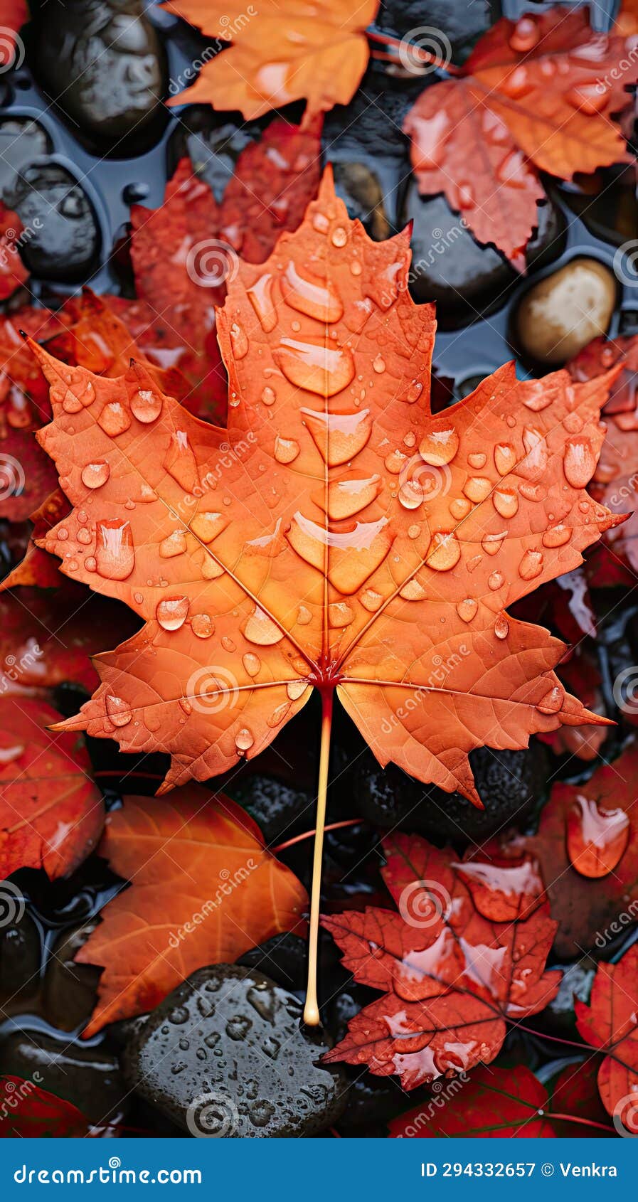 Maple Leaf Fall Colors with Water Droplets Stock Illustration ...