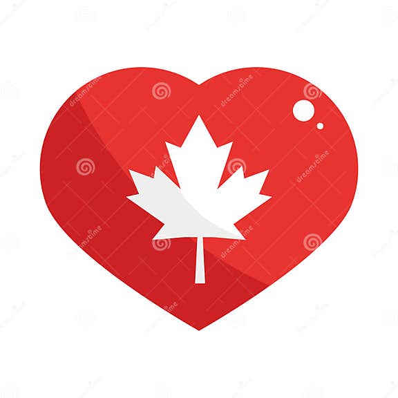 Maple leaf in heart stock vector. Illustration of vector - 219888637