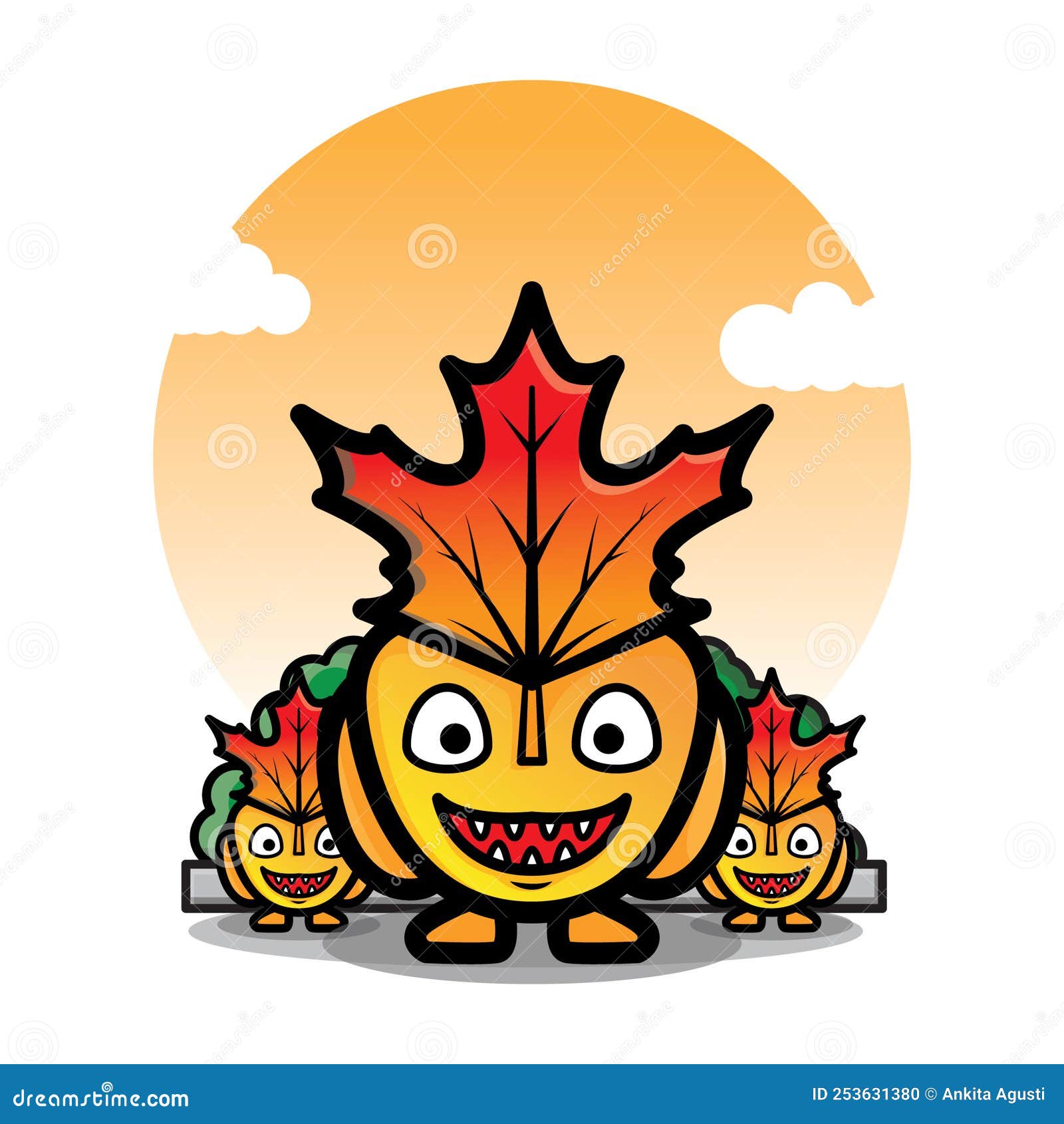 Maple leaf monster stock vector. Illustration of monster - 253631380