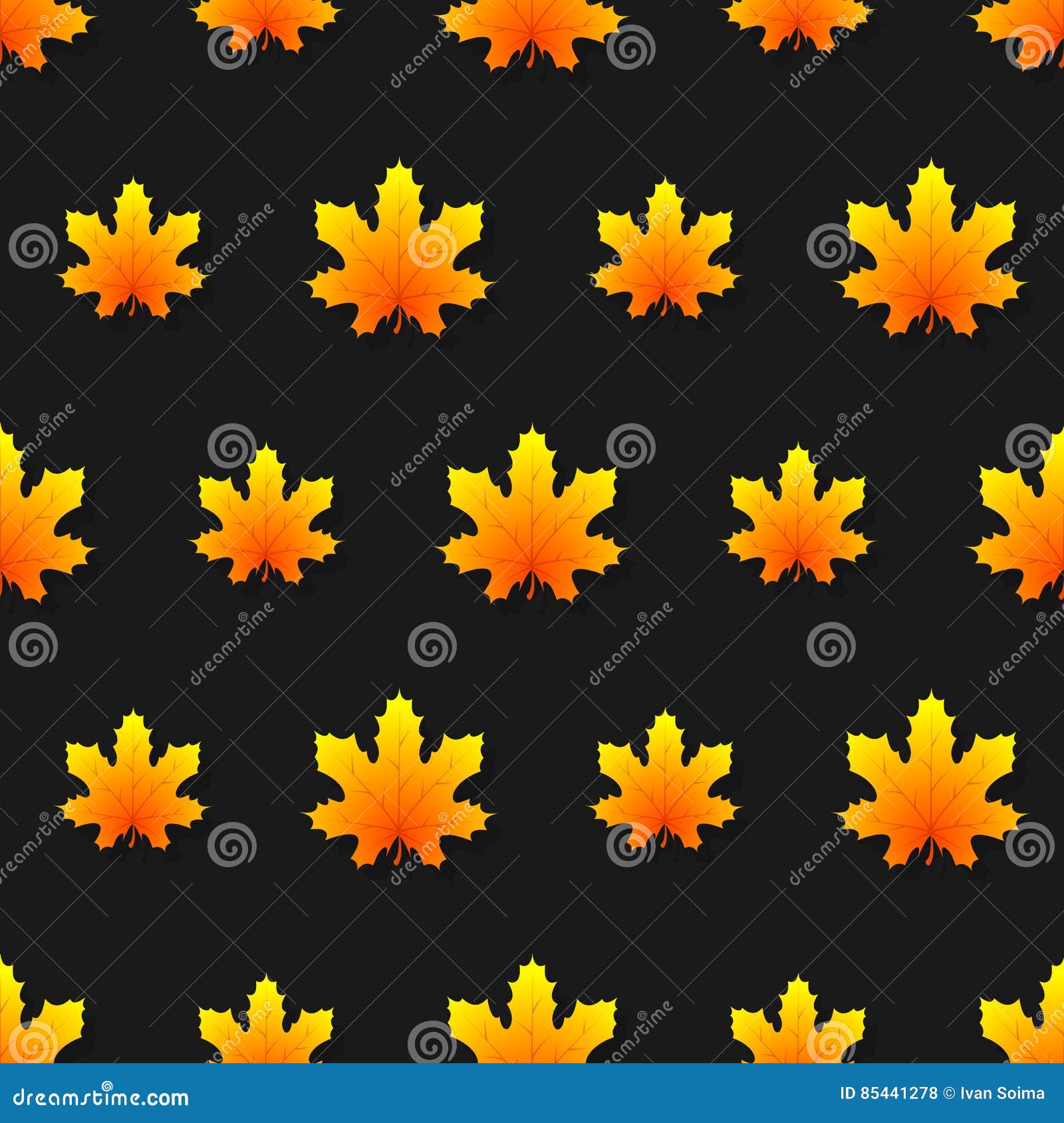 Maple Leaf Pattern Seamless Texture with Isolated Elements Stock ...