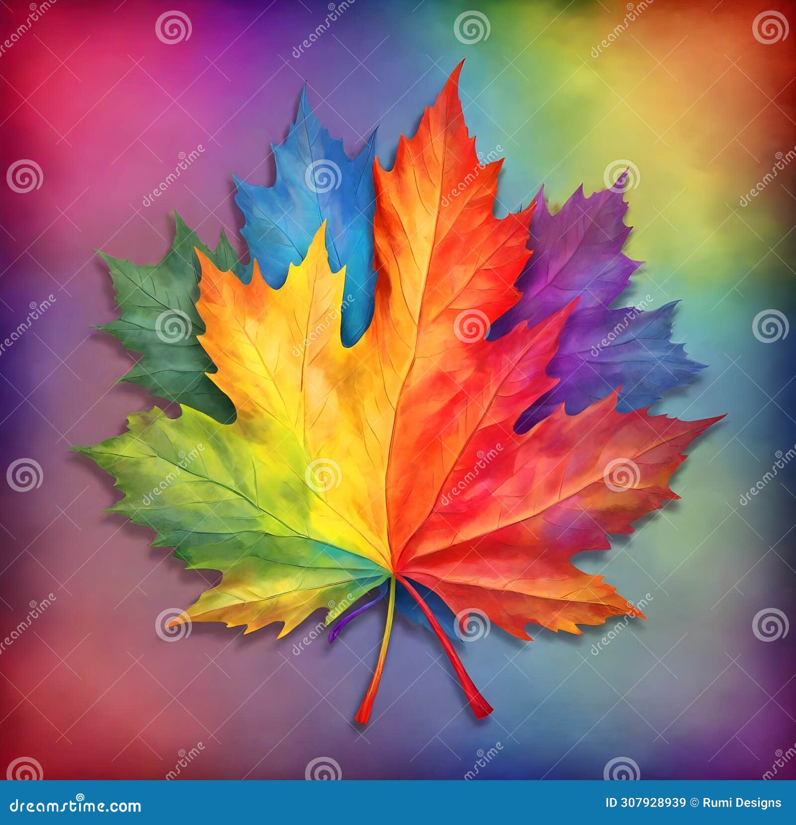 Maple Leaf Rainbow Digital Art Stock Illustration - Illustration of ...