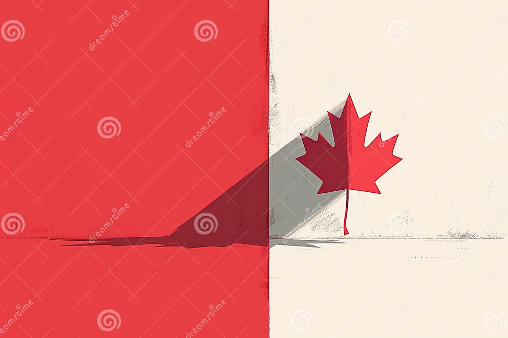 Maple Leaf with Shadow on Two-Tone Background Stock Photo - Image of ...