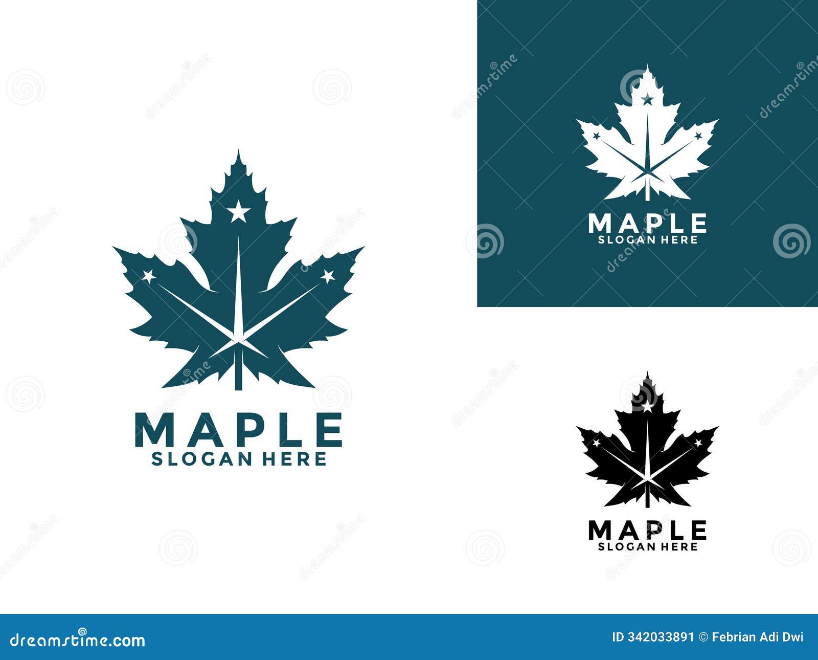 Maple Leaf with Star Logo Design Vector Illustration, Maple Canada ...