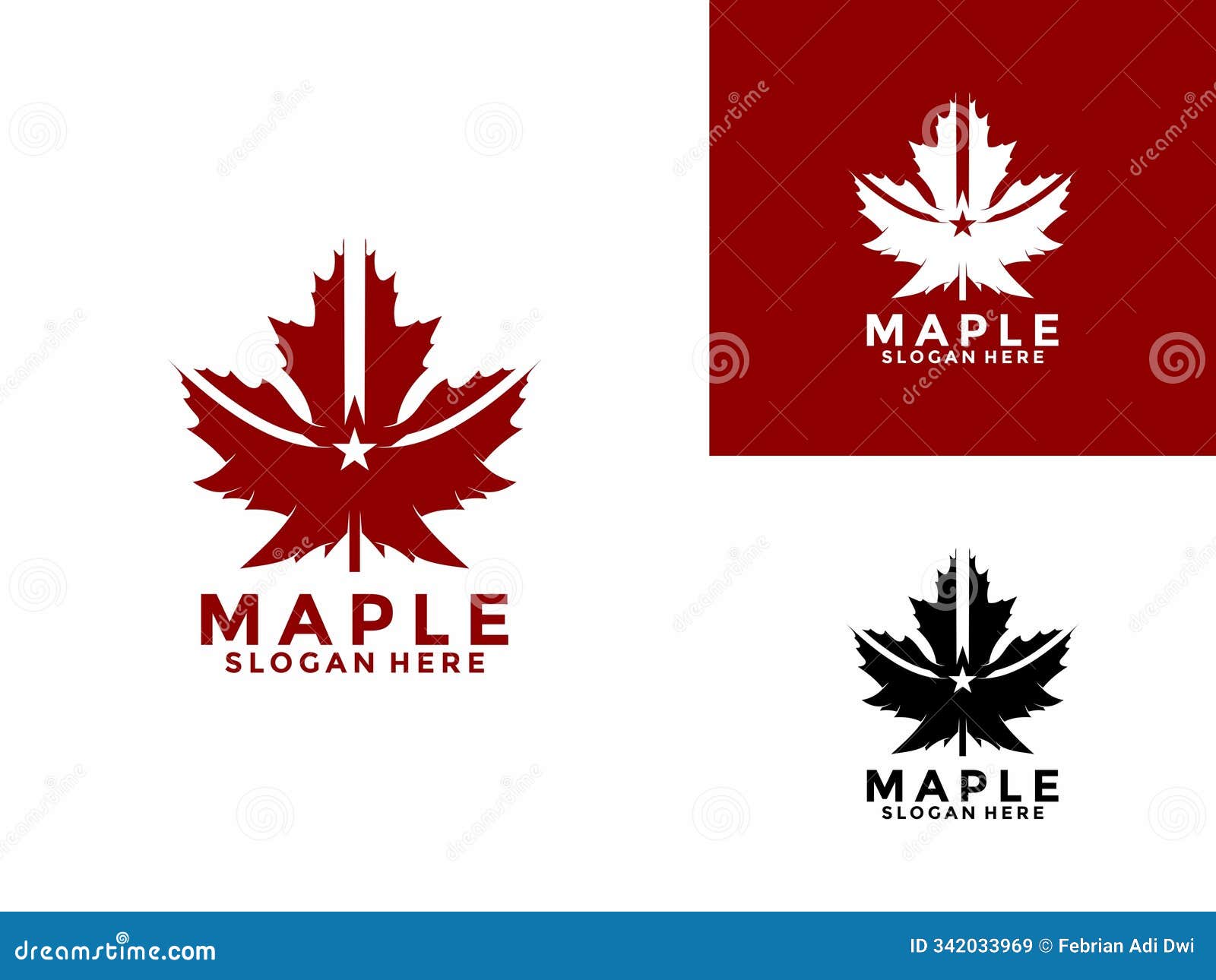 Maple Leaf with Star Logo Design Vector Illustration, Maple Canada ...