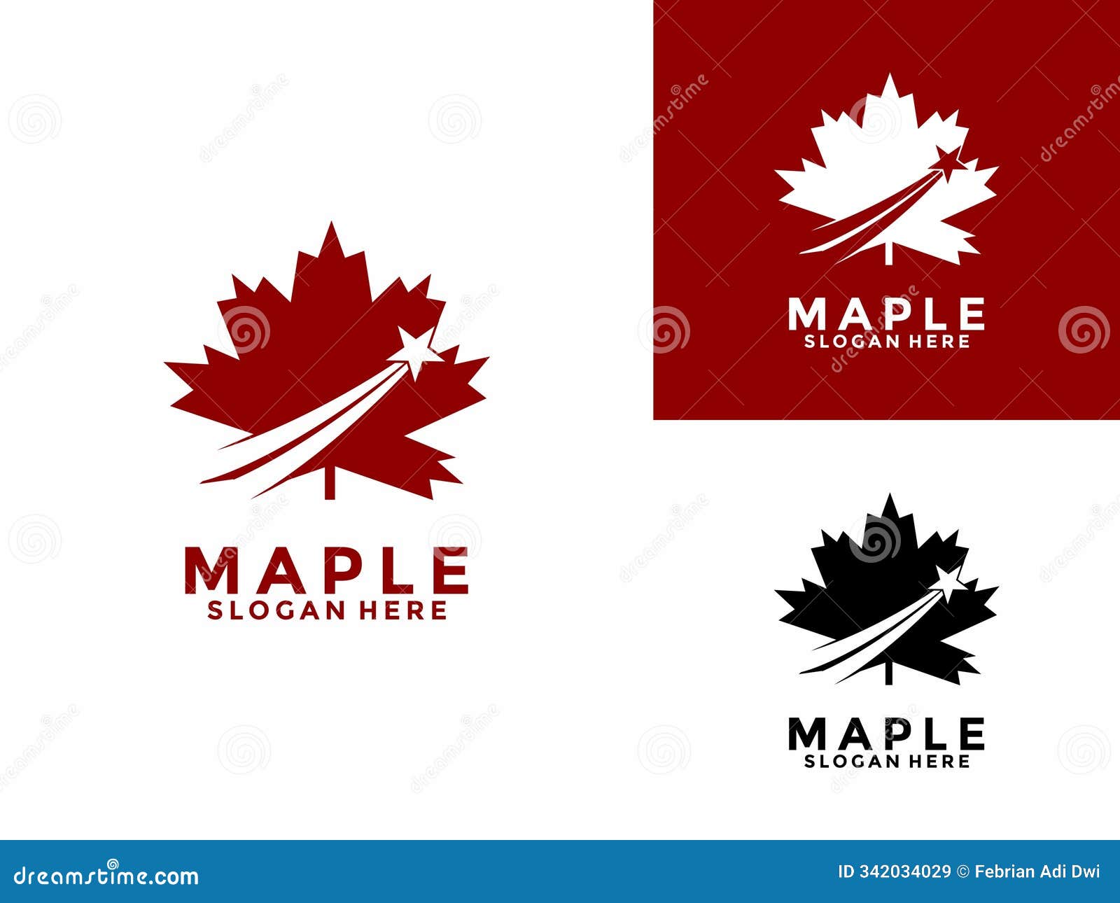 Maple Leaf with Star Logo Design Vector Illustration, Maple Canada ...