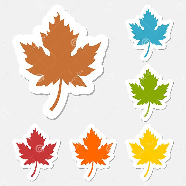 Maple leaf sticker set stock vector. Illustration of maple - 83477858
