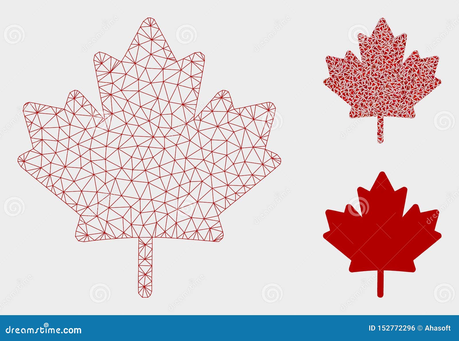 Maple Leaf Vector Mesh 2D Model and Triangle Mosaic Icon Stock Vector ...