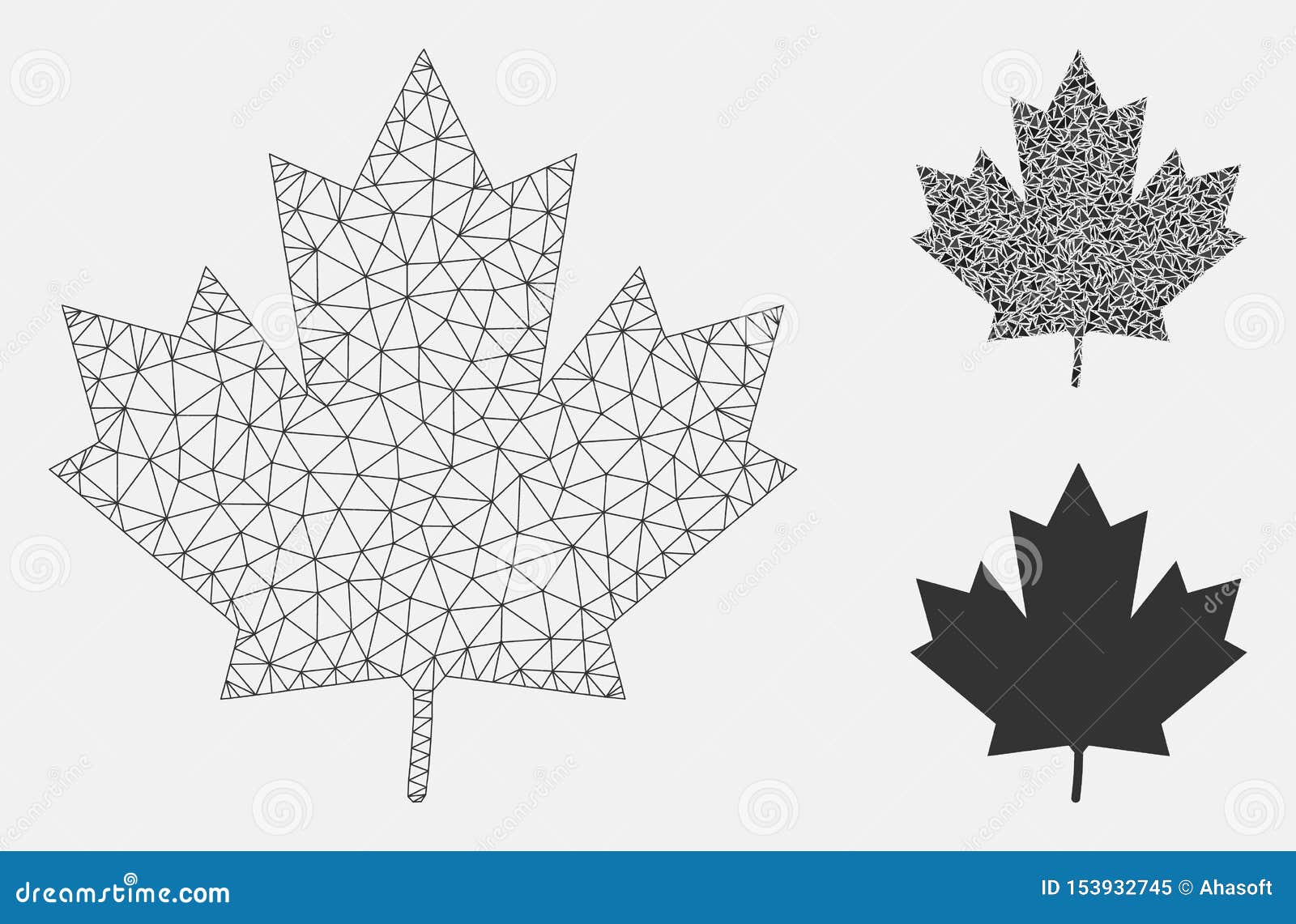 Maple Leaf Vector Mesh Network Model and Triangle Mosaic Icon Stock ...