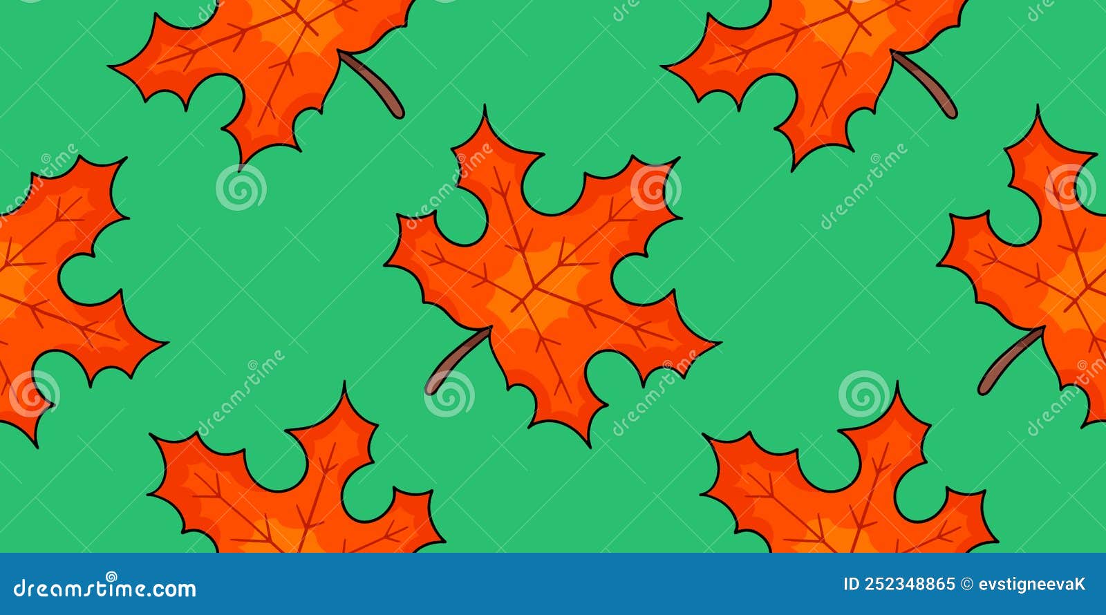Maple Leaf, Vector Seamless Pattern in the Style of Doodles, Hand Drawn ...