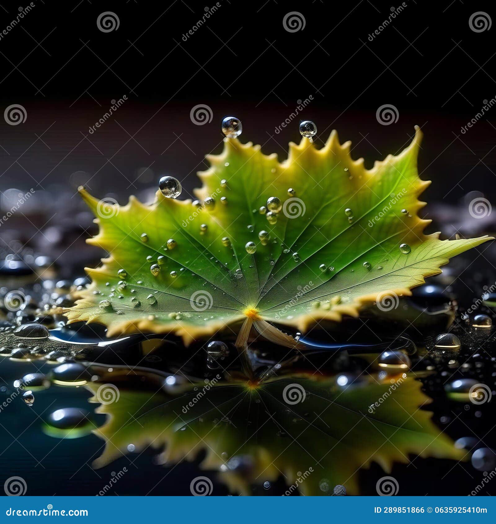 Maple Leaf on Water with Bubbles. Stock Illustration - Illustration of ...