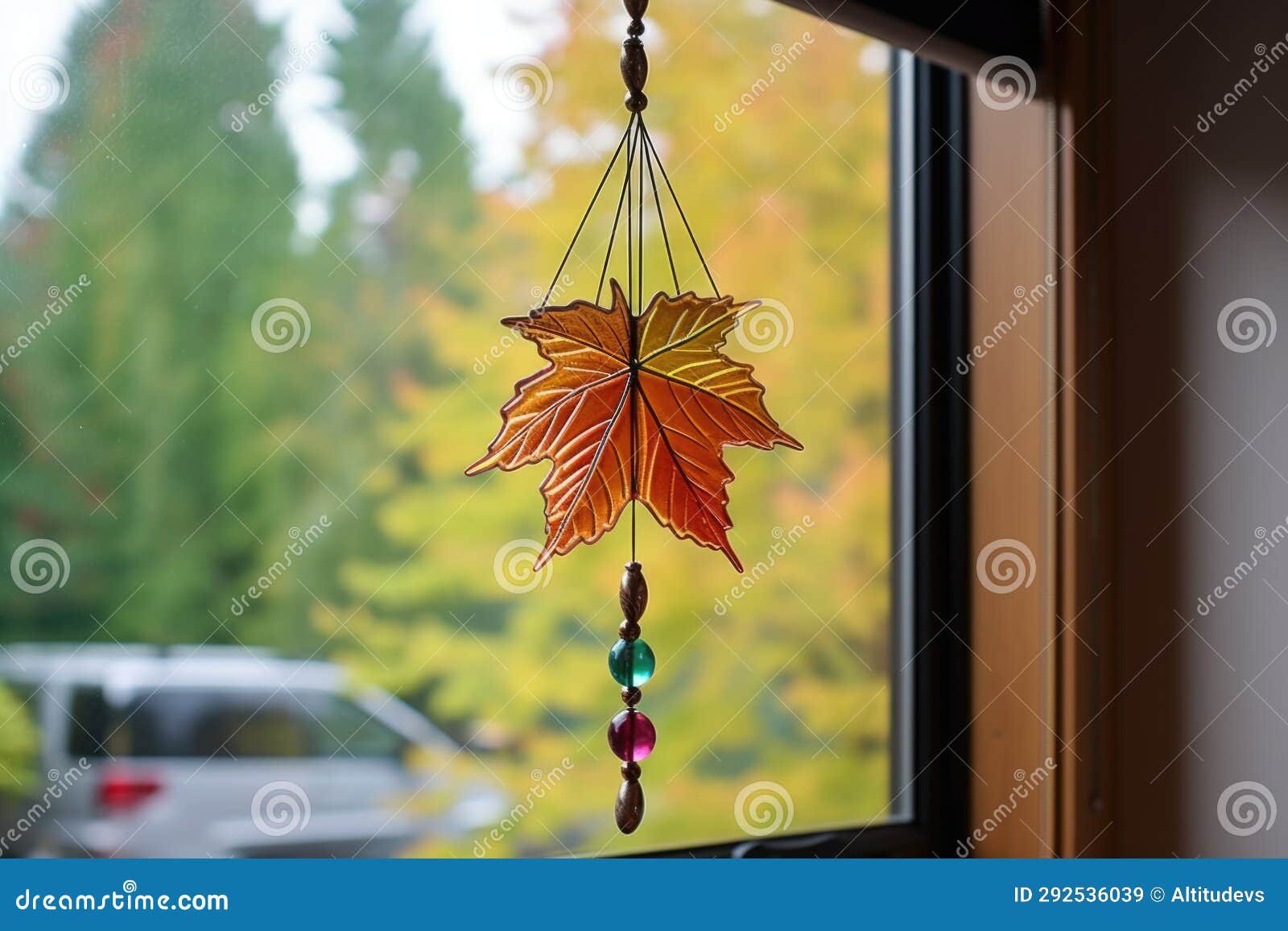 Maple Leaf Wind Chime Hanging by a Window Stock Image - Image of nature ...