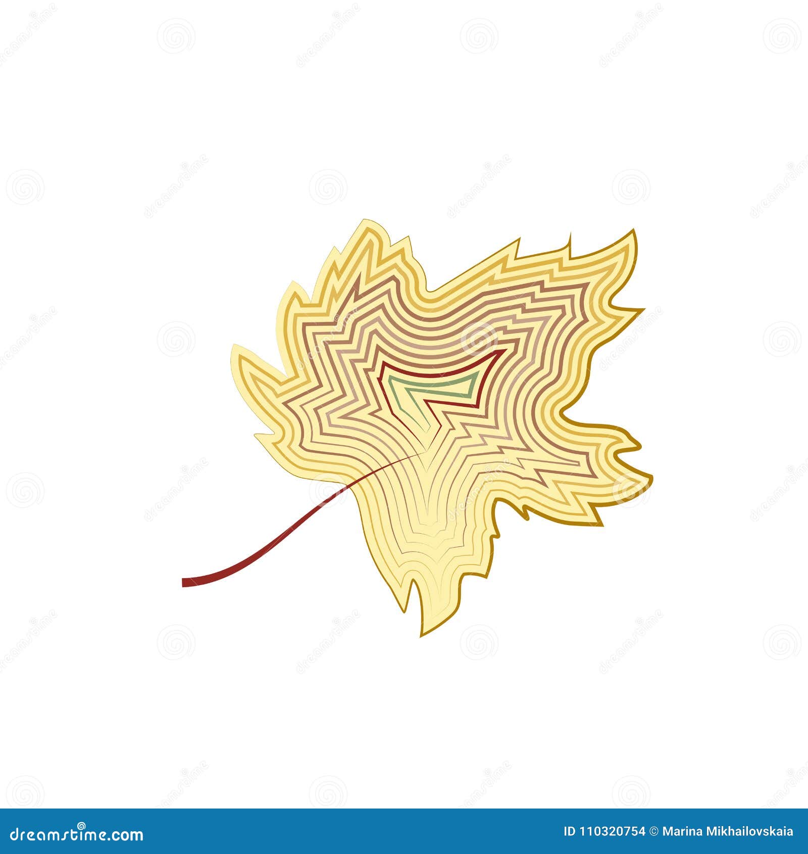 Maple Leaf is Yellow from Contour Lines, Isolated. Stock Vector ...