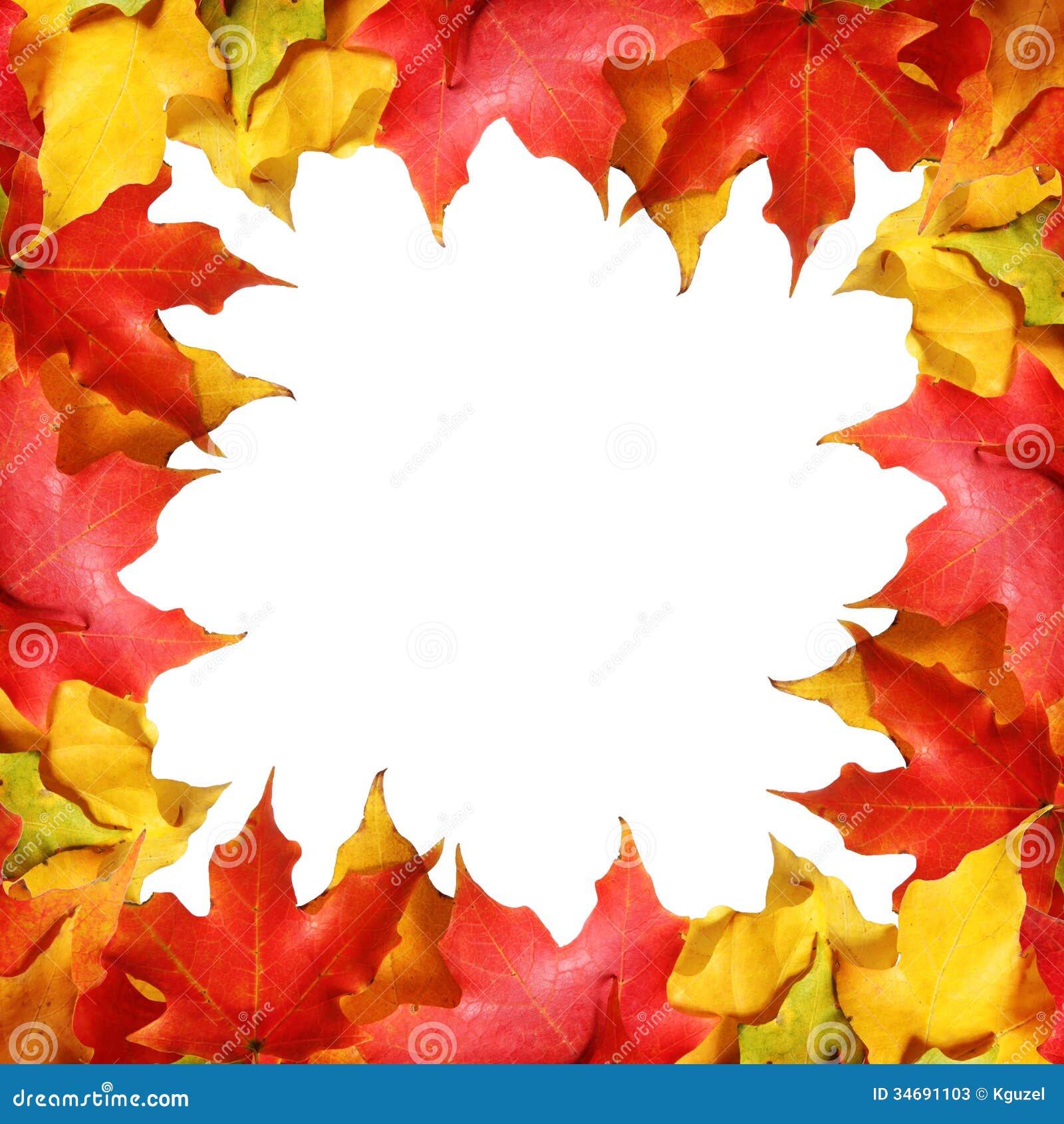 Maple Leaves Border with Space for Text. Colored Autumn Leafs Isolated ...