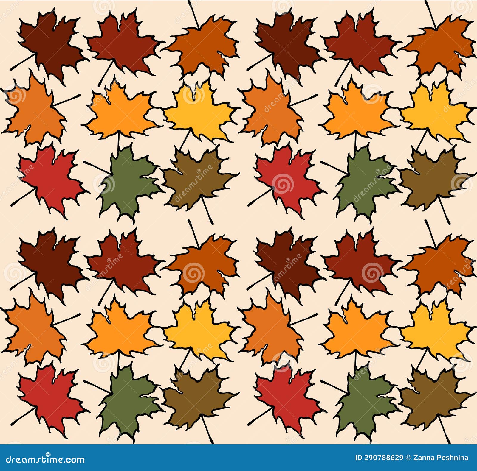 Maple Leaves of Different Colors Seamless Pattern Texture. Autumn Maple ...