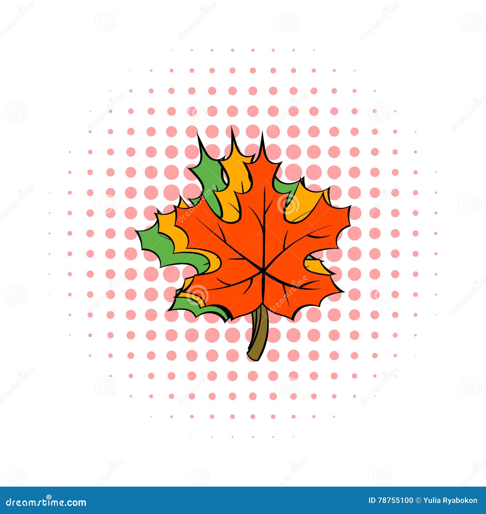 Maple Leaves Icon, Comics Style Stock Vector - Illustration of flora ...