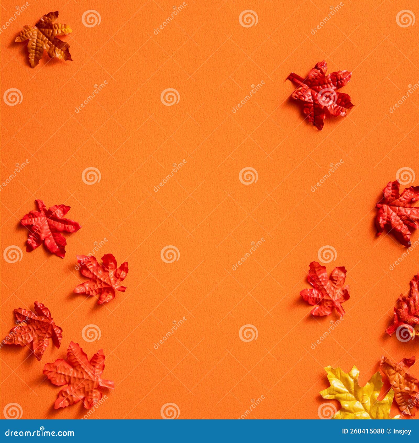Maple Leaves Isolated on Orange Table Background for Design Elements in ...