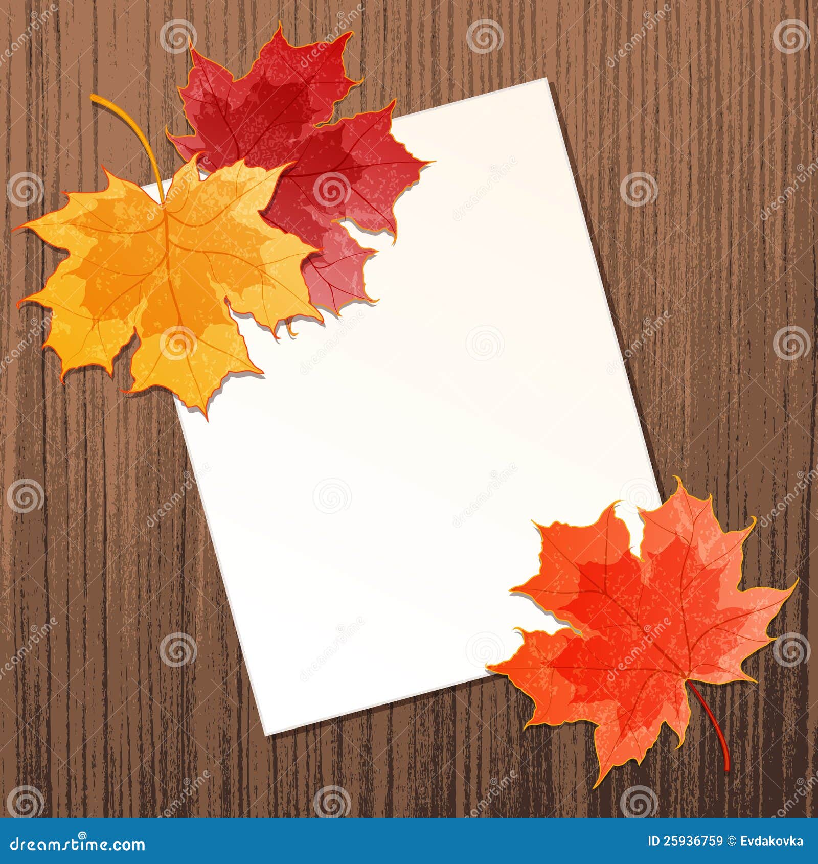 Maple Leaves with Paper Sheet Stock Vector - Illustration of decor ...