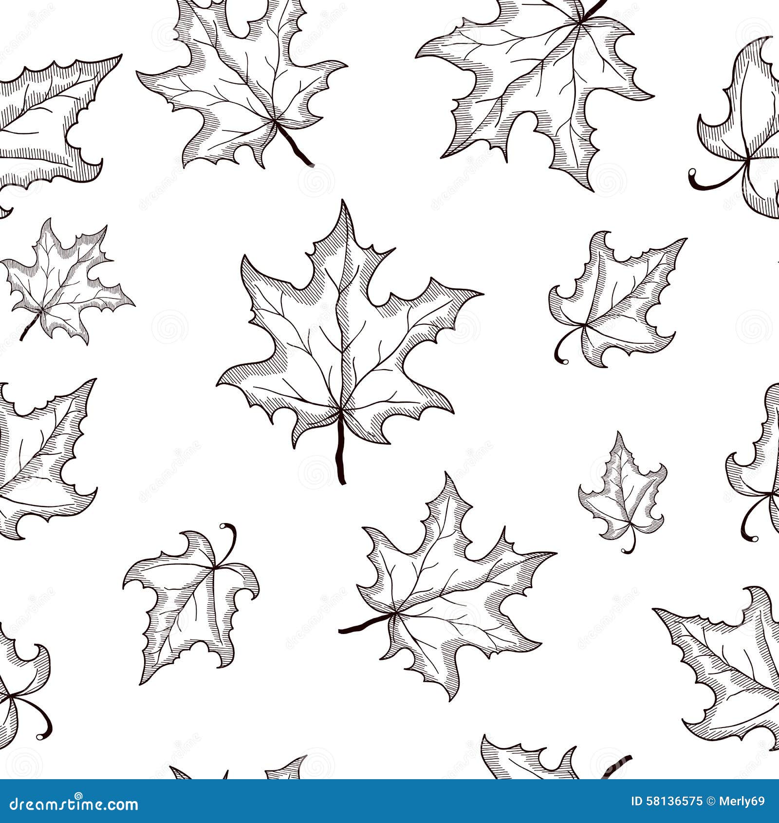 Black-white Maple Leaf Seamless Background Pattern Stock Vector - Image ...