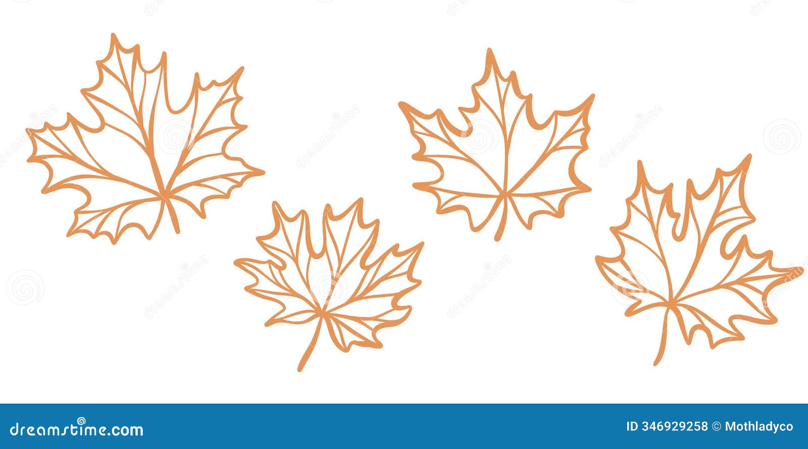 Maple Leaves Vector Line Art Illustration, Leaf Doodle Set Stock Vector ...