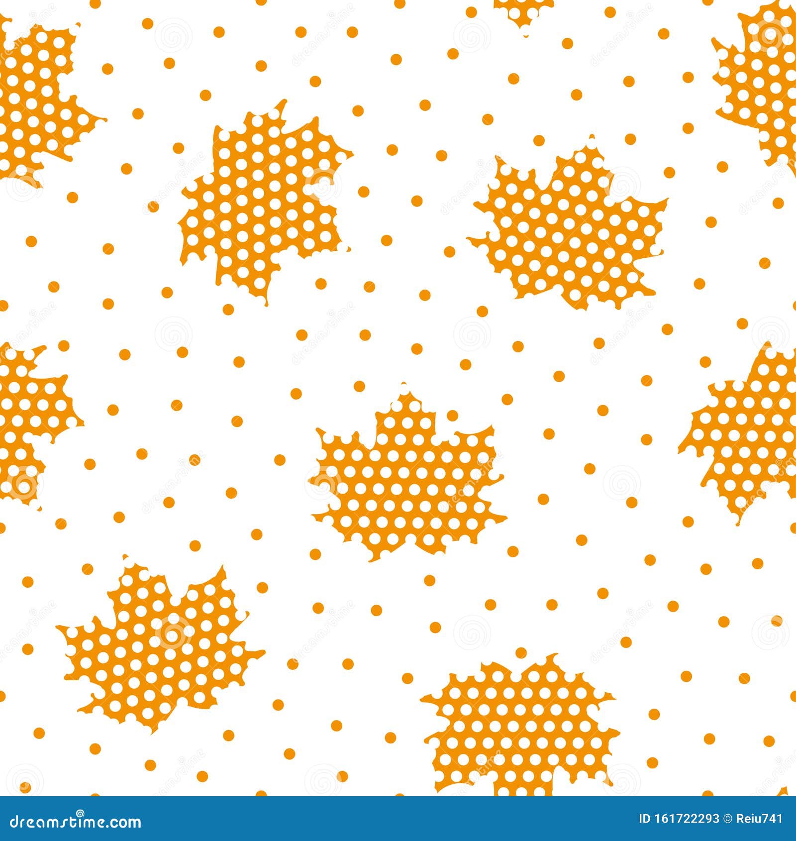 Maple Polka Dot Leaf Pattern on White Background Stock Vector ...