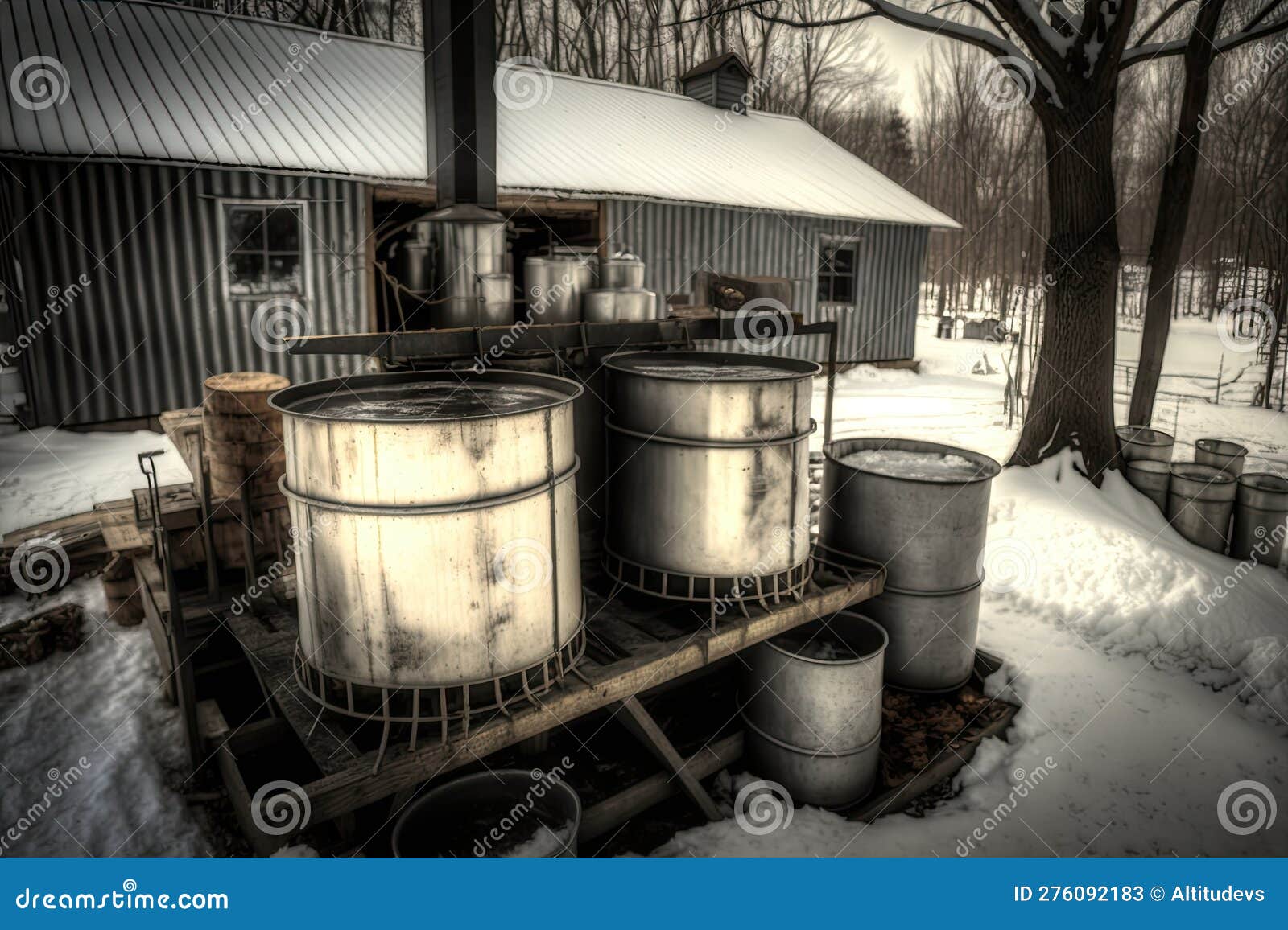 Maple Sap Evaporator Being Used To Create Pure Maple Syrup From Fresh ...