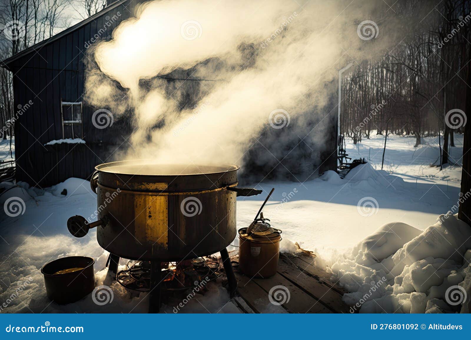 Maple Sap Evaporator Being Used To Create Pure Maple Syrup From Fresh ...