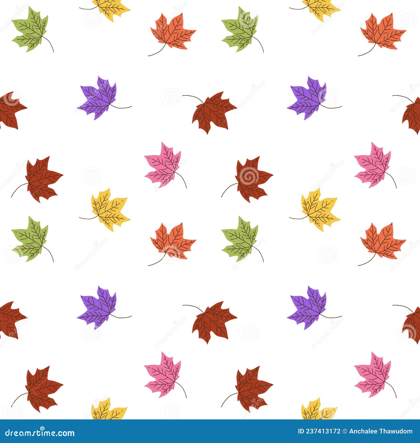 Maple Seamless on White Background. Stock Illustration - Illustration ...