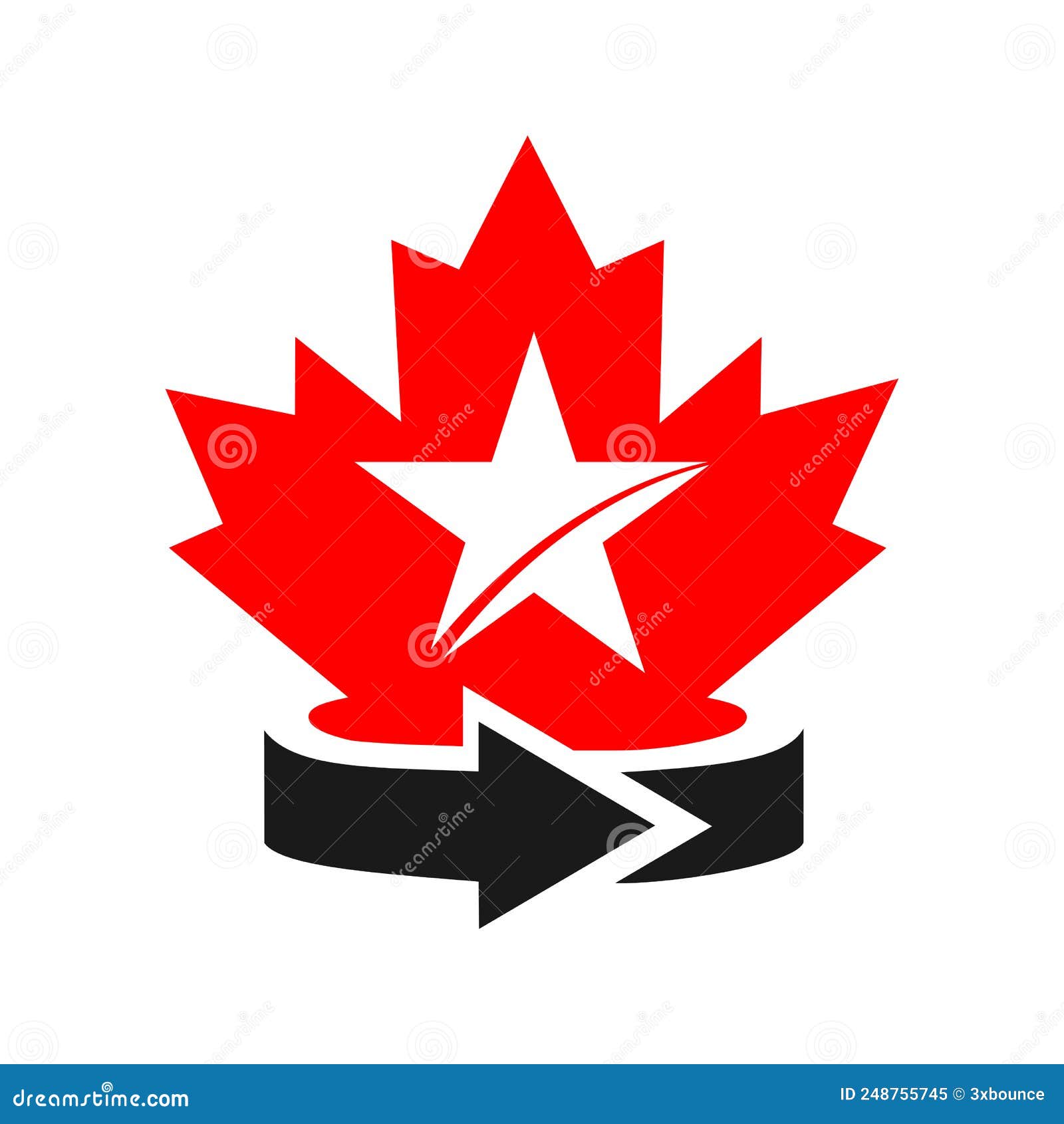 Maple Star Logo Design. Canadian Red Maple Leaf with Star Concept Stock ...
