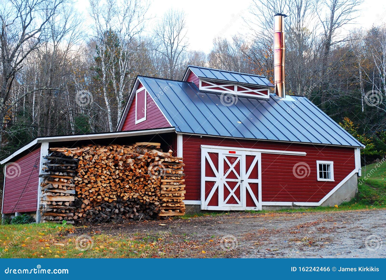 Maple Sugar Shack Stocked Up on Logs for the Stove Stock Photo - Image ...