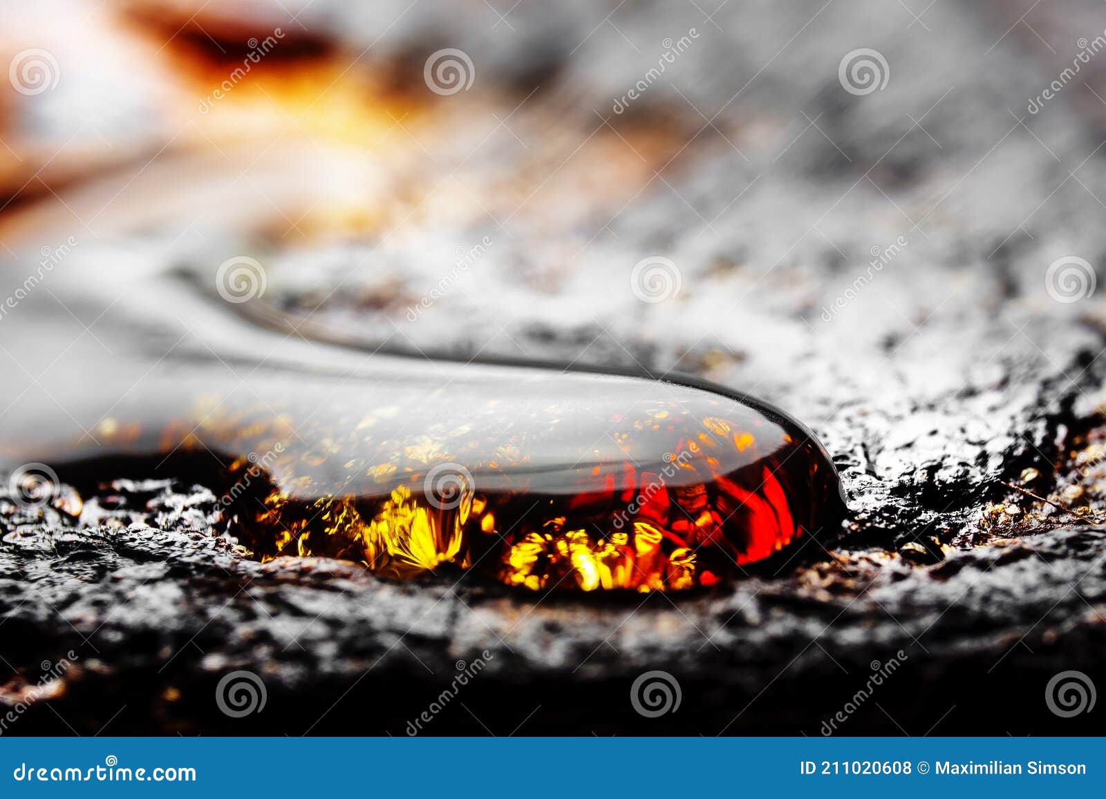 Maple Syrup on Burned Toast Abstract Looking Like Lava or Liquid Gold ...