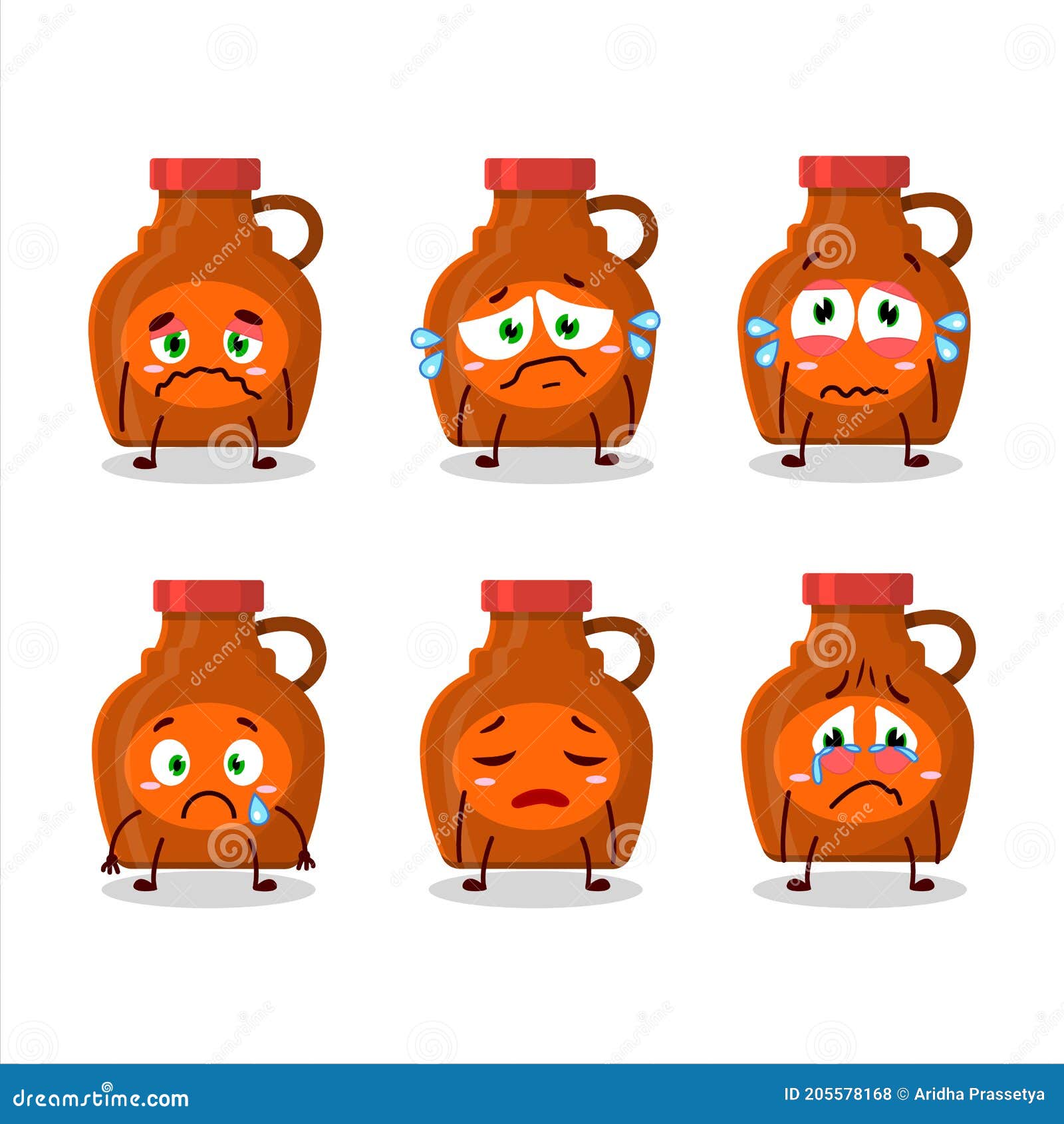 Maple Syrup Cartoon Character with Sad Expression Stock Vector ...