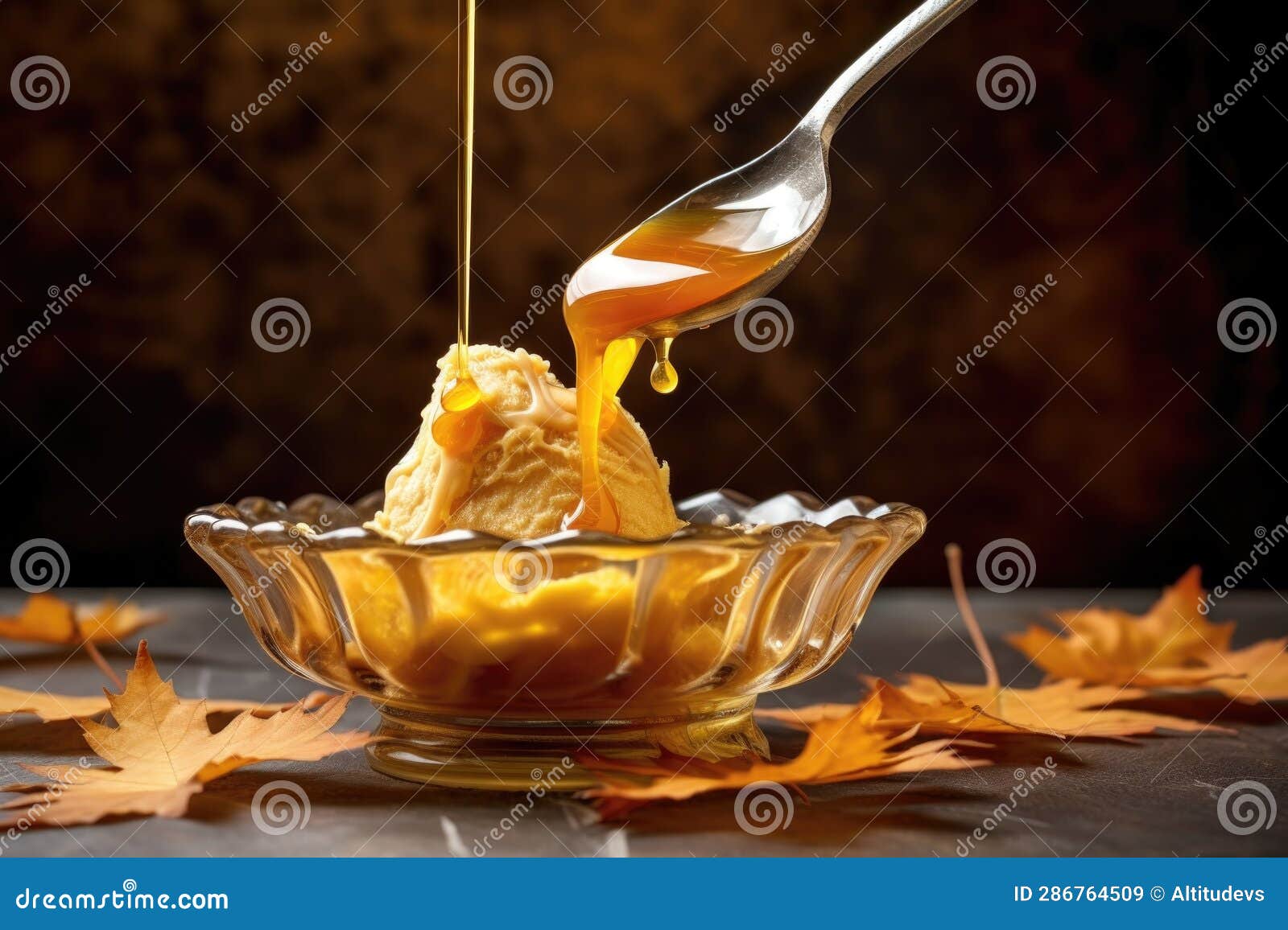 Maple Syrup Cascading Onto a Scoop of Ice Cream Stock Image - Image of ...