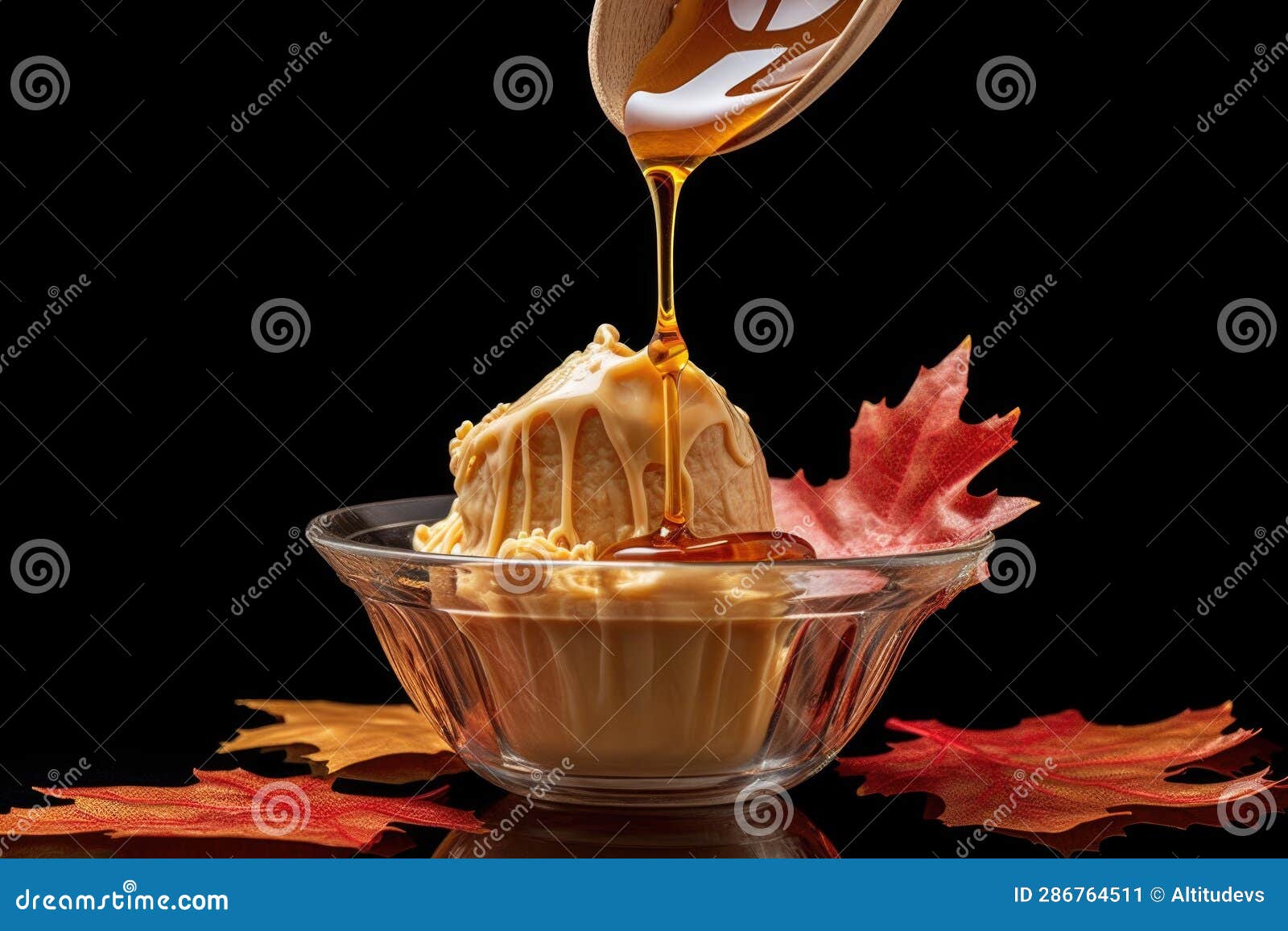 Maple Syrup Cascading Onto a Scoop of Ice Cream Stock Image - Image of ...