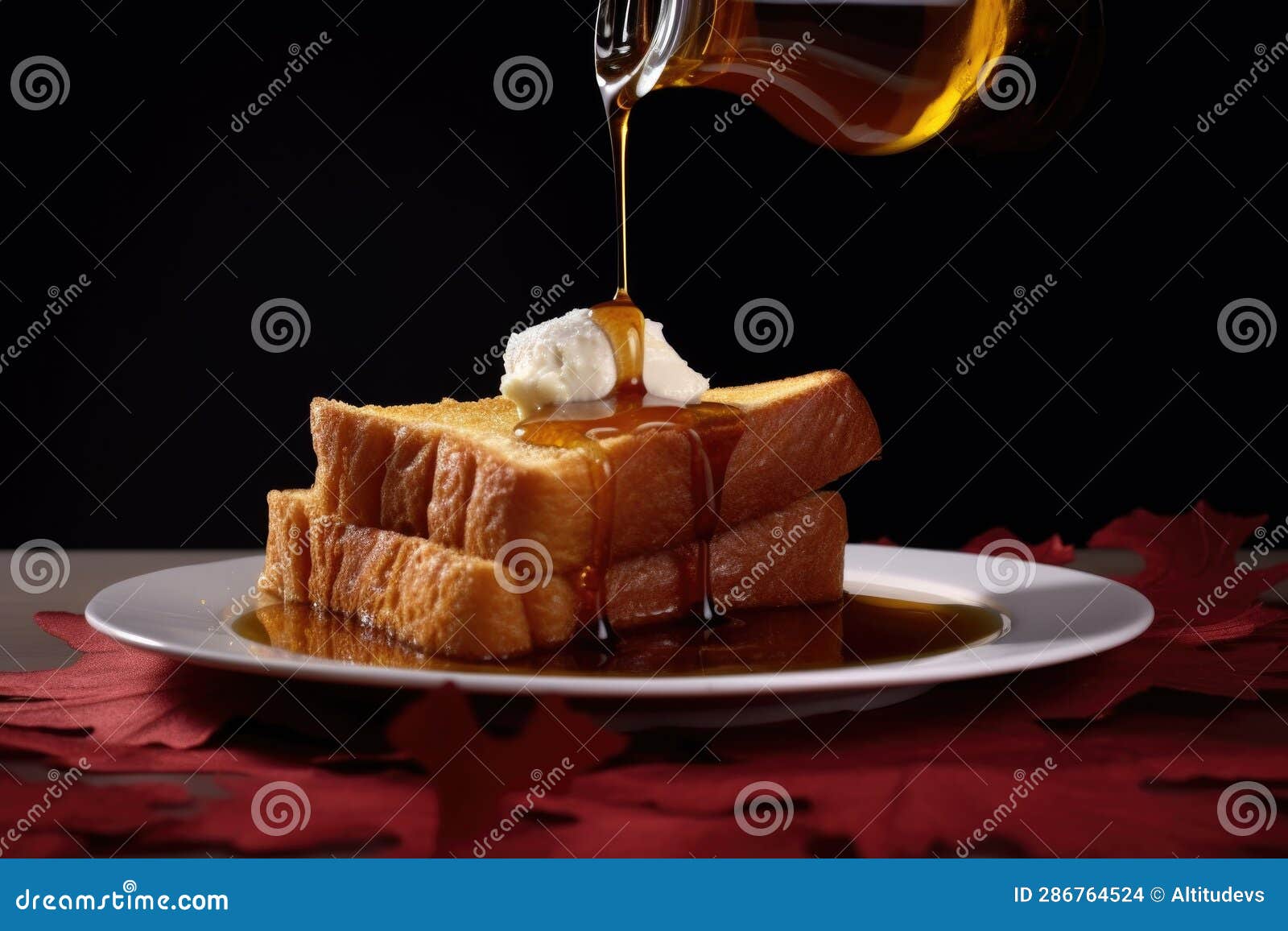 Maple Syrup Dripping Onto a Slice of French Toast Stock Photo - Image ...