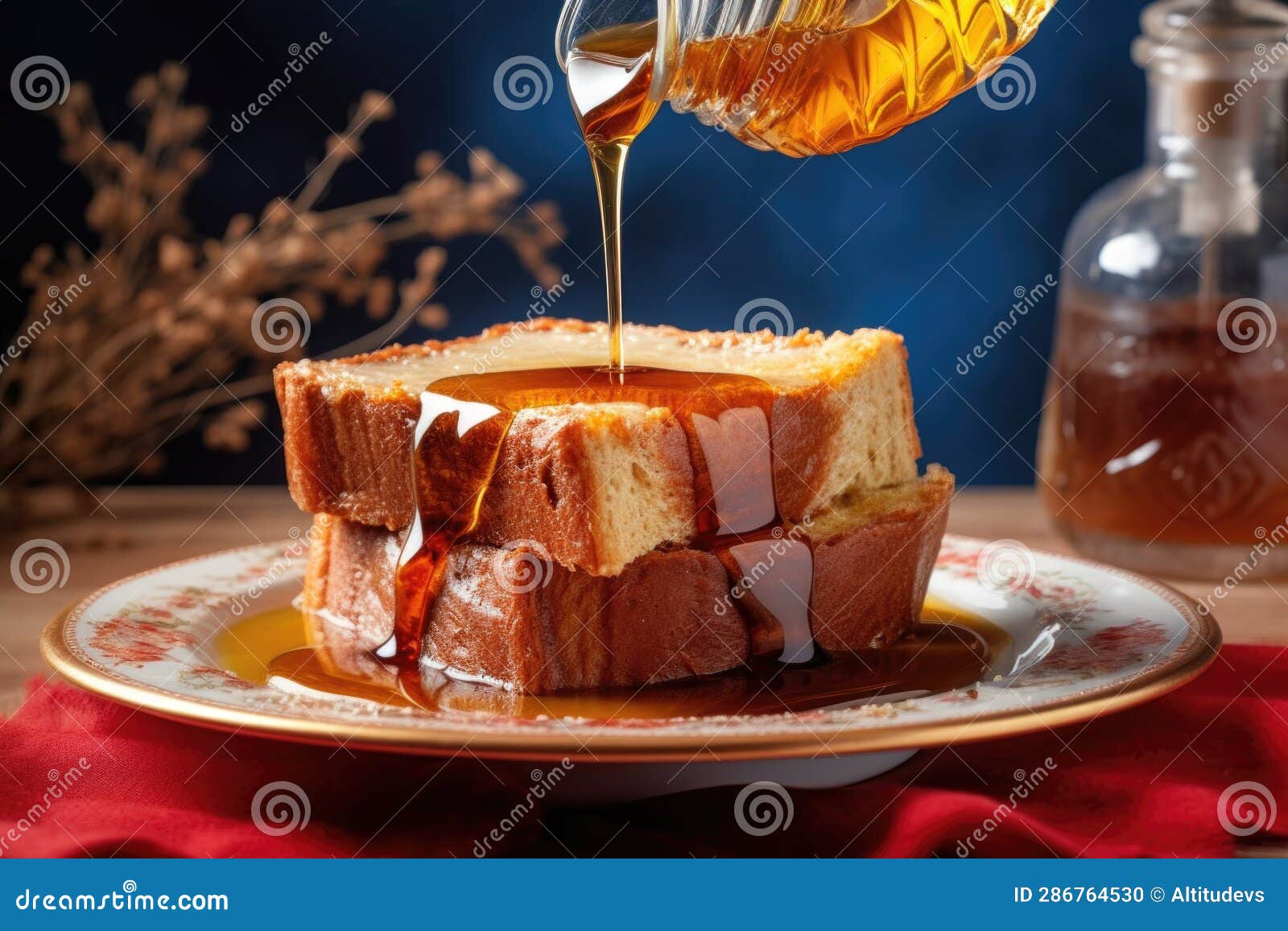 Maple Syrup Dripping Onto a Slice of French Toast Stock Photo - Image ...