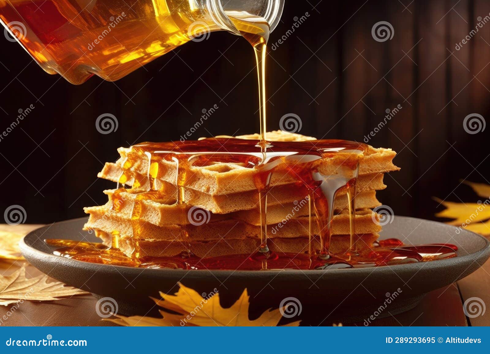 Maple Syrup Drizzling Over Waffles Stock Image - Image of maple, tasty ...