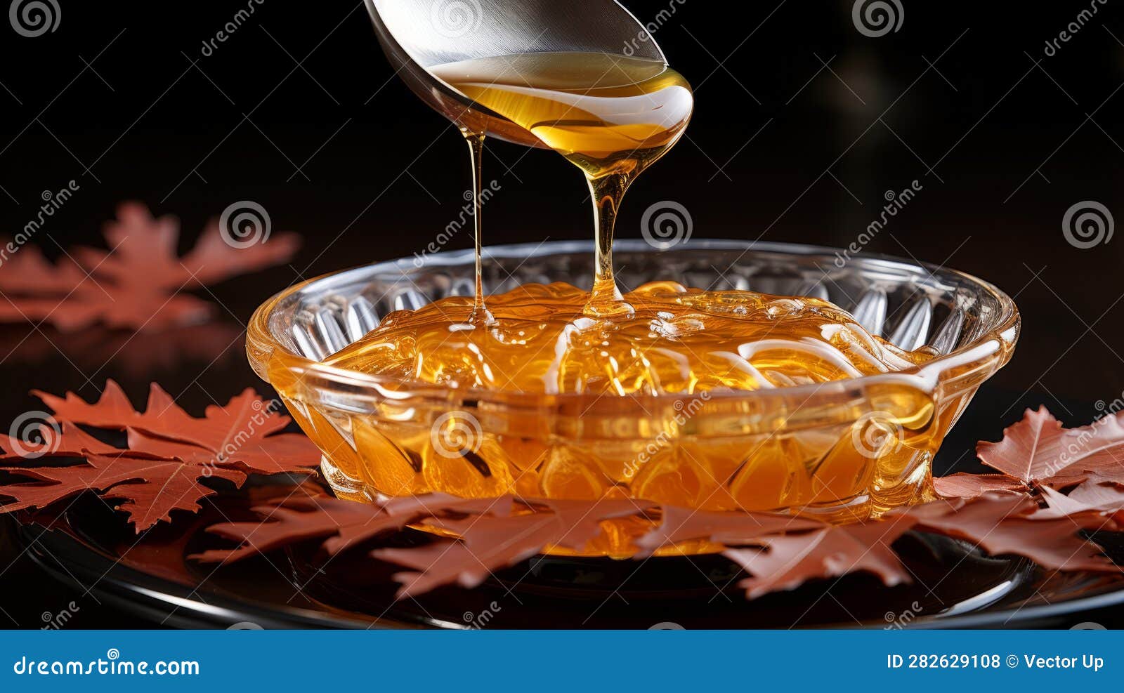 Maple Syrup Pouring on Spoon. Generative AI. Stock Photo - Image of ...
