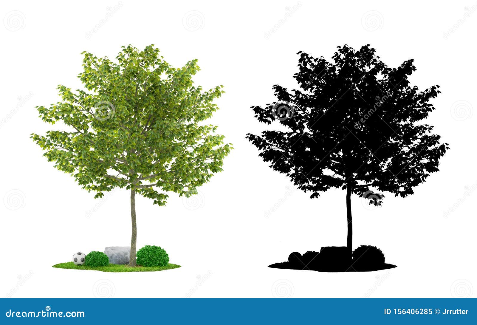 Green and Silhouetted Maple Trees Stock Illustration - Illustration of ...