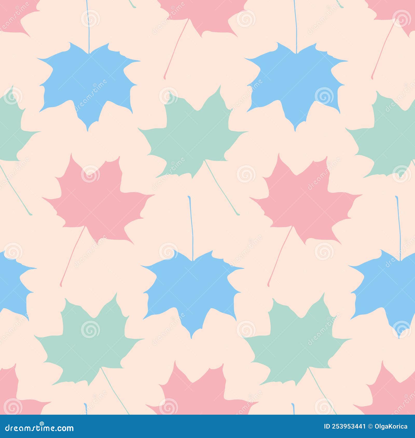 Maple Tree Leaf Seamless Pattern Pastel Color, Background for Textile ...