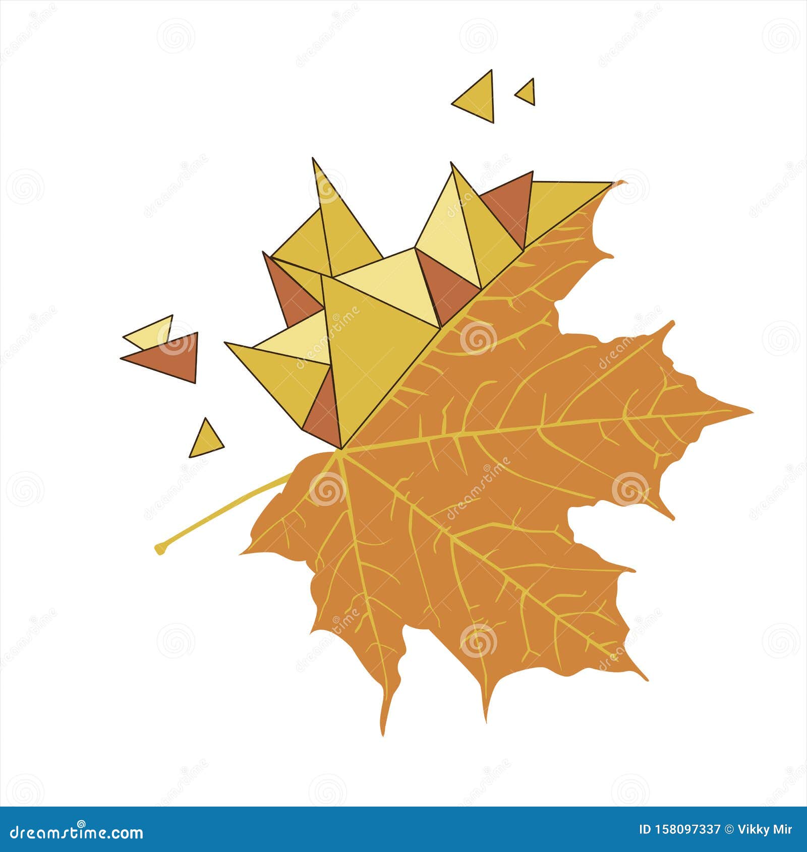 Maple Tree Leave with Linear Triangles Stock Vector - Illustration of ...