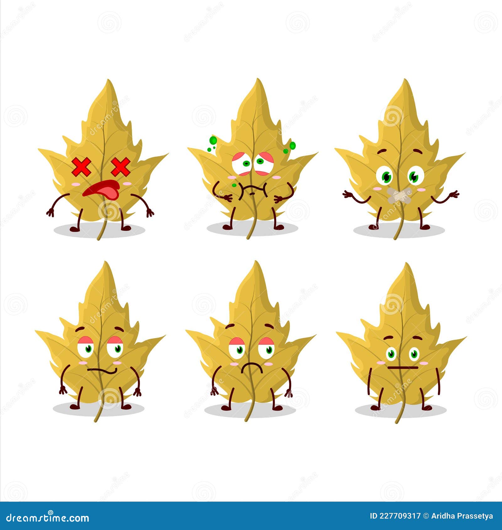 Maple Yellow Leaf Cartoon Character with Nope Expression Stock Vector ...